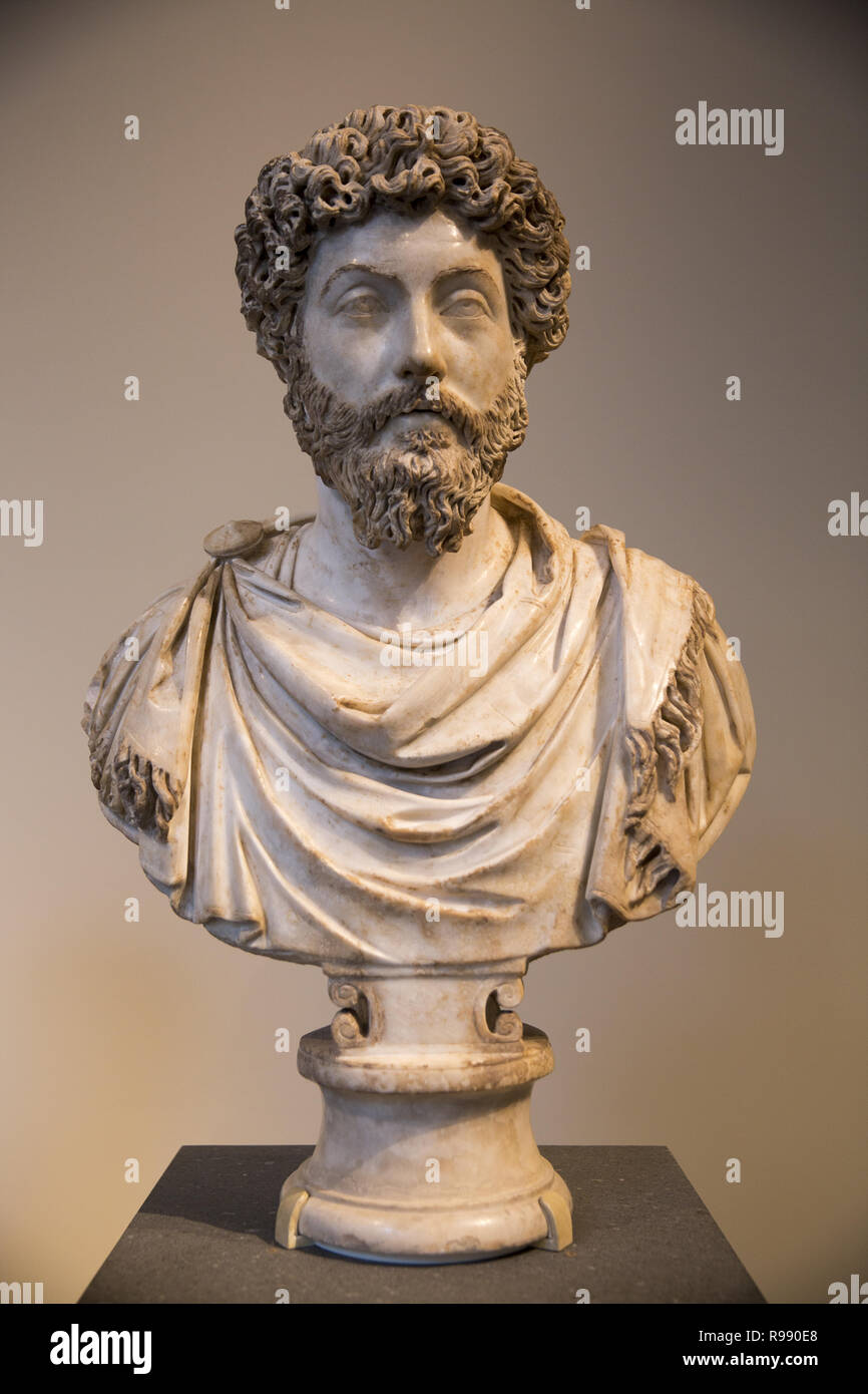 Marble portrait bust of Marcus Aurelius; Roman, A.D. 161-169 ...