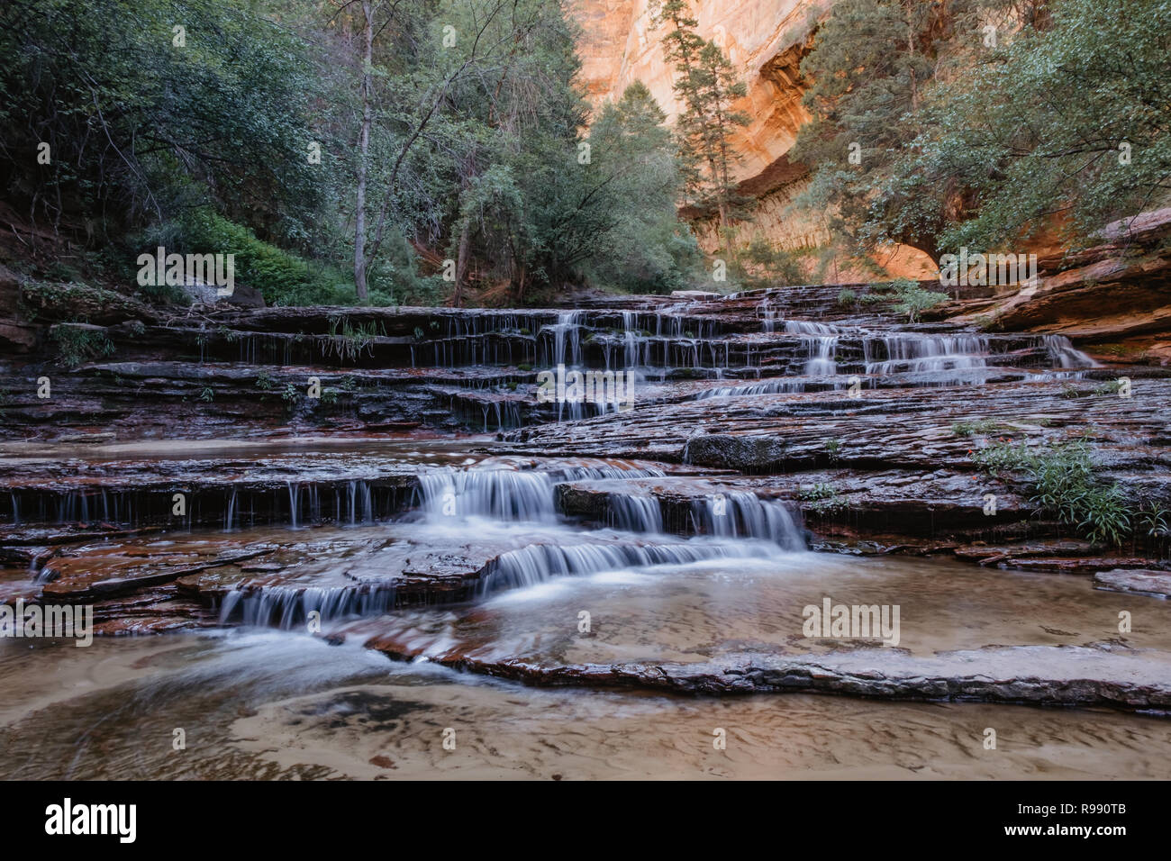 Waterfall on The Subway trail in the Zion Wilderness of Zion National ...