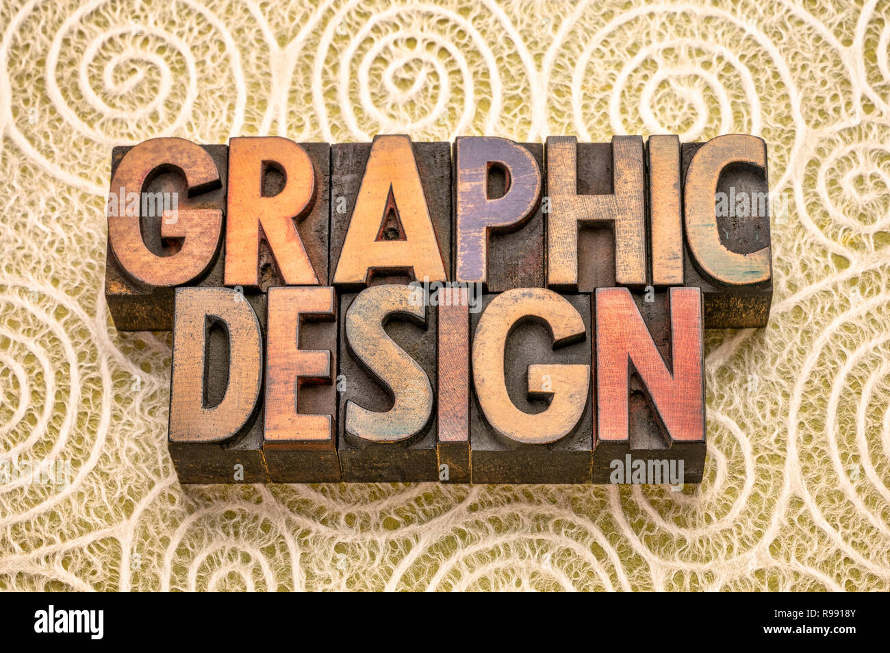 graphic design typography - word abstract in vintage letterpress wood ...