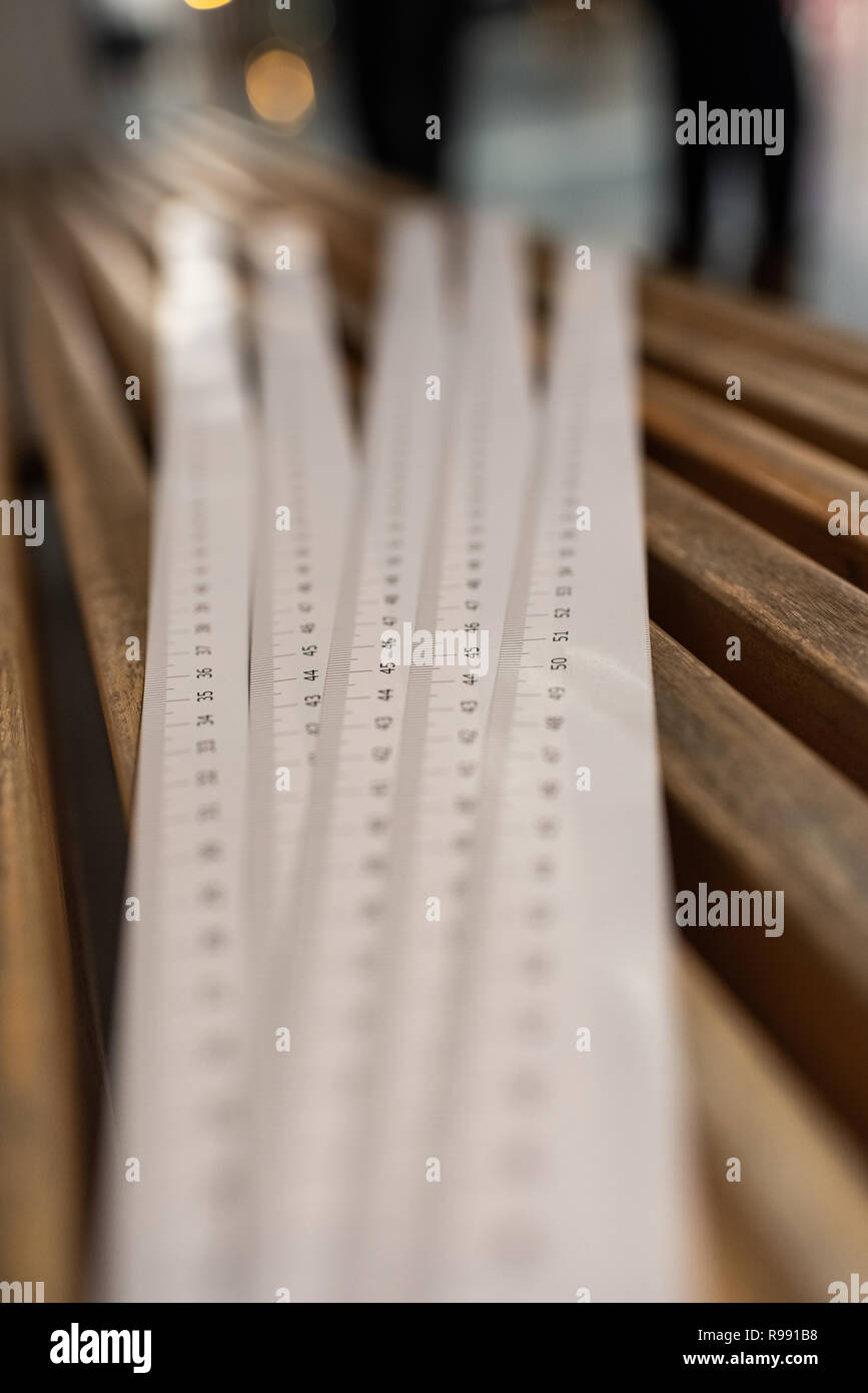 Strips of paper to measure metric distances Stock Photo - Alamy