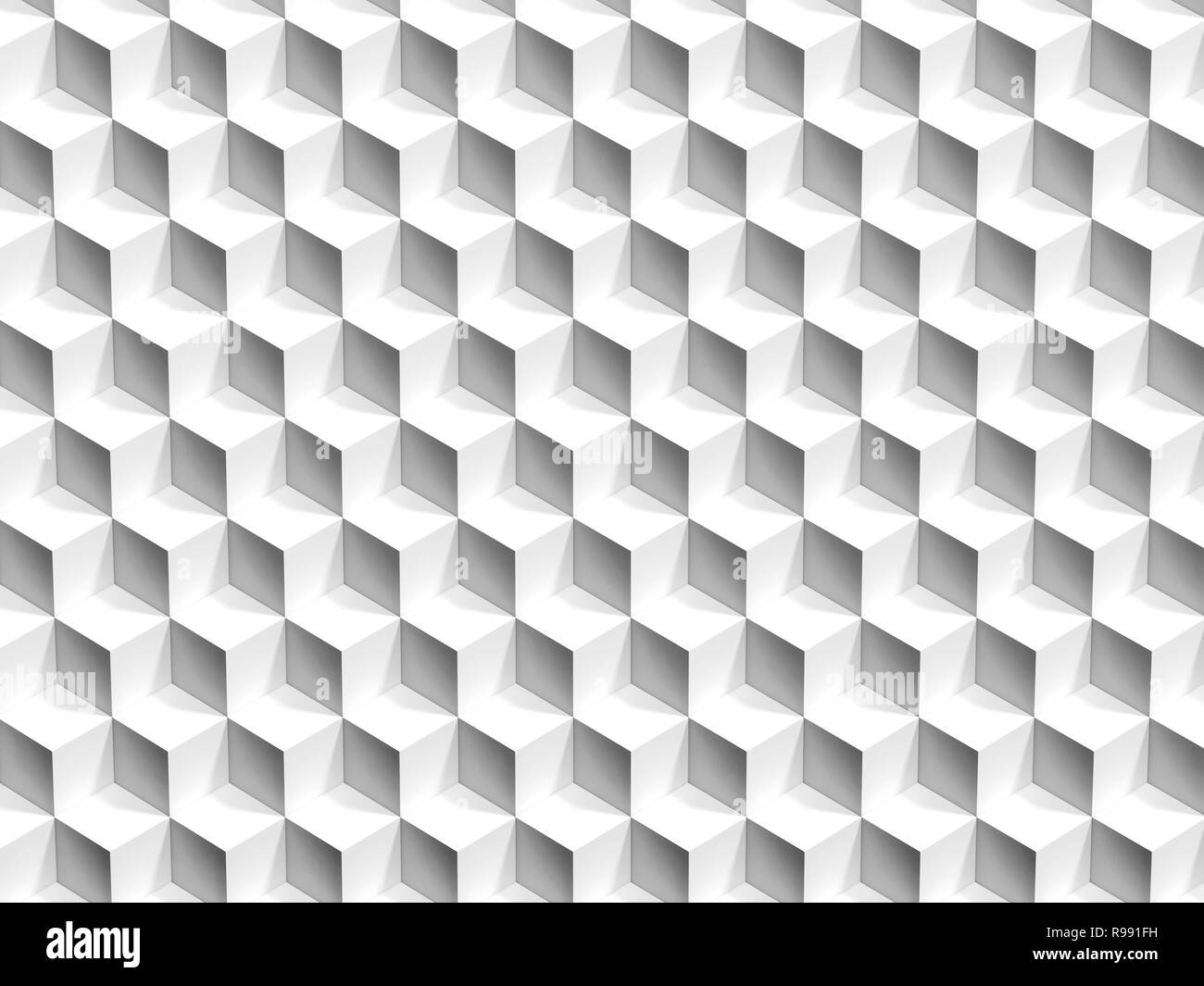 Abstract geometric pattern of white cubes, digital background, 3d ...
