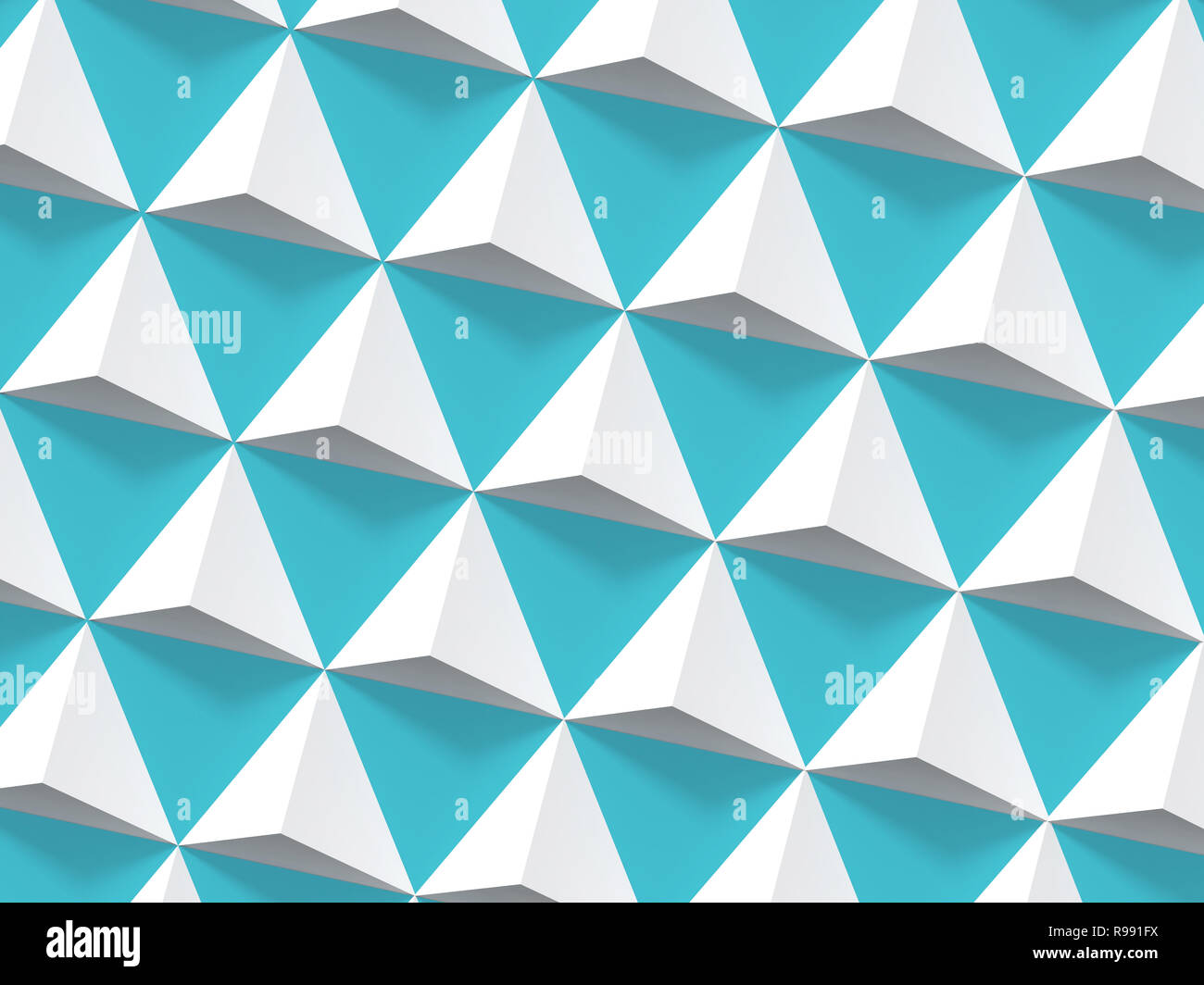 Abstract geometric pattern, white pyramids array over blue wall, 3d ...