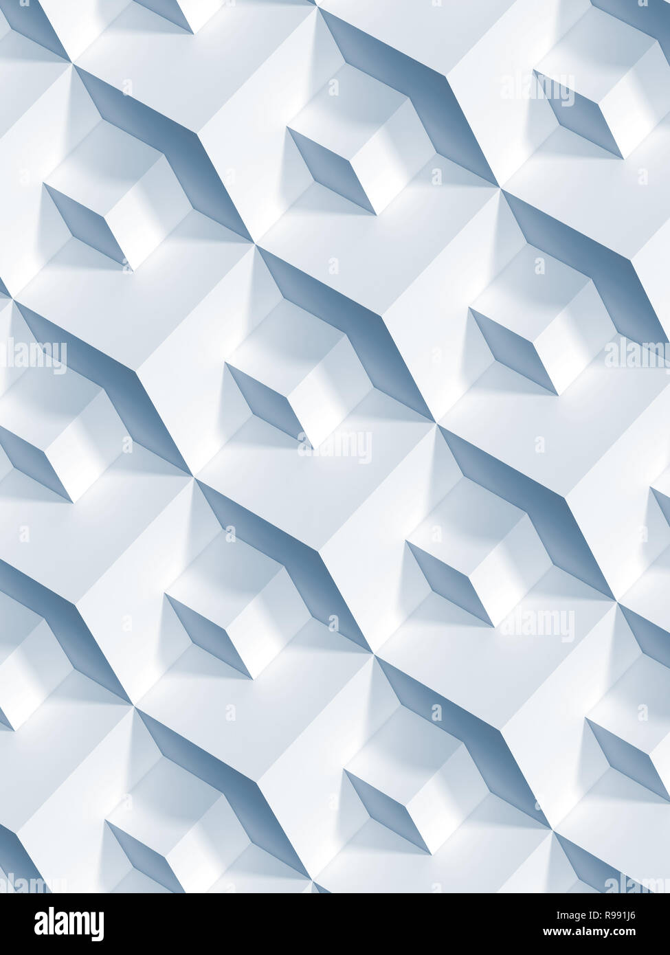 Abstract geometric pattern, white cubes vertical background, 3d render ...