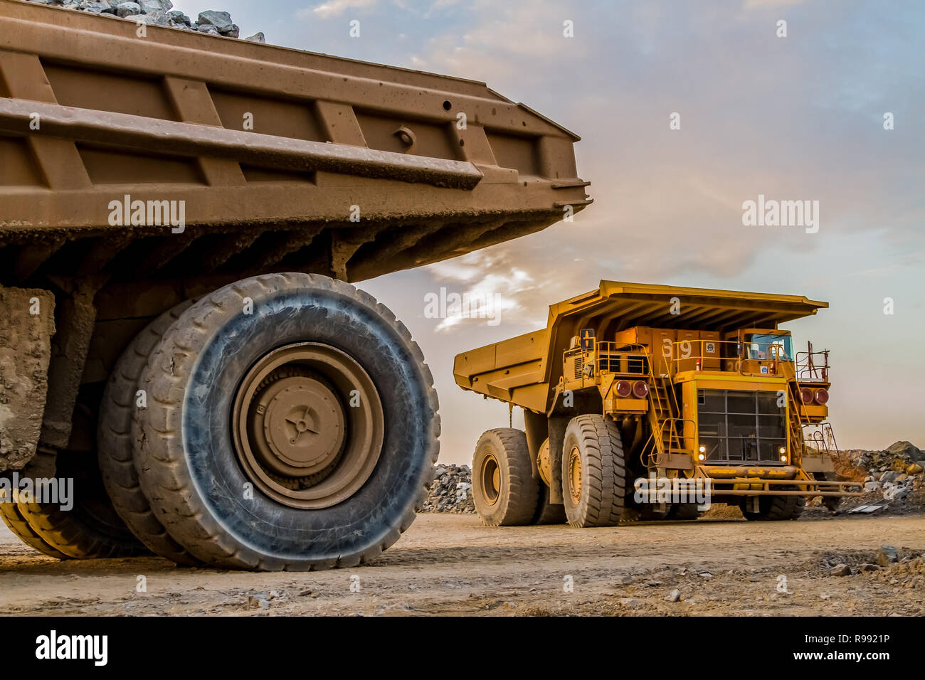 Dump Trucks transporting Platinum ore for processing Stock Photo - Alamy