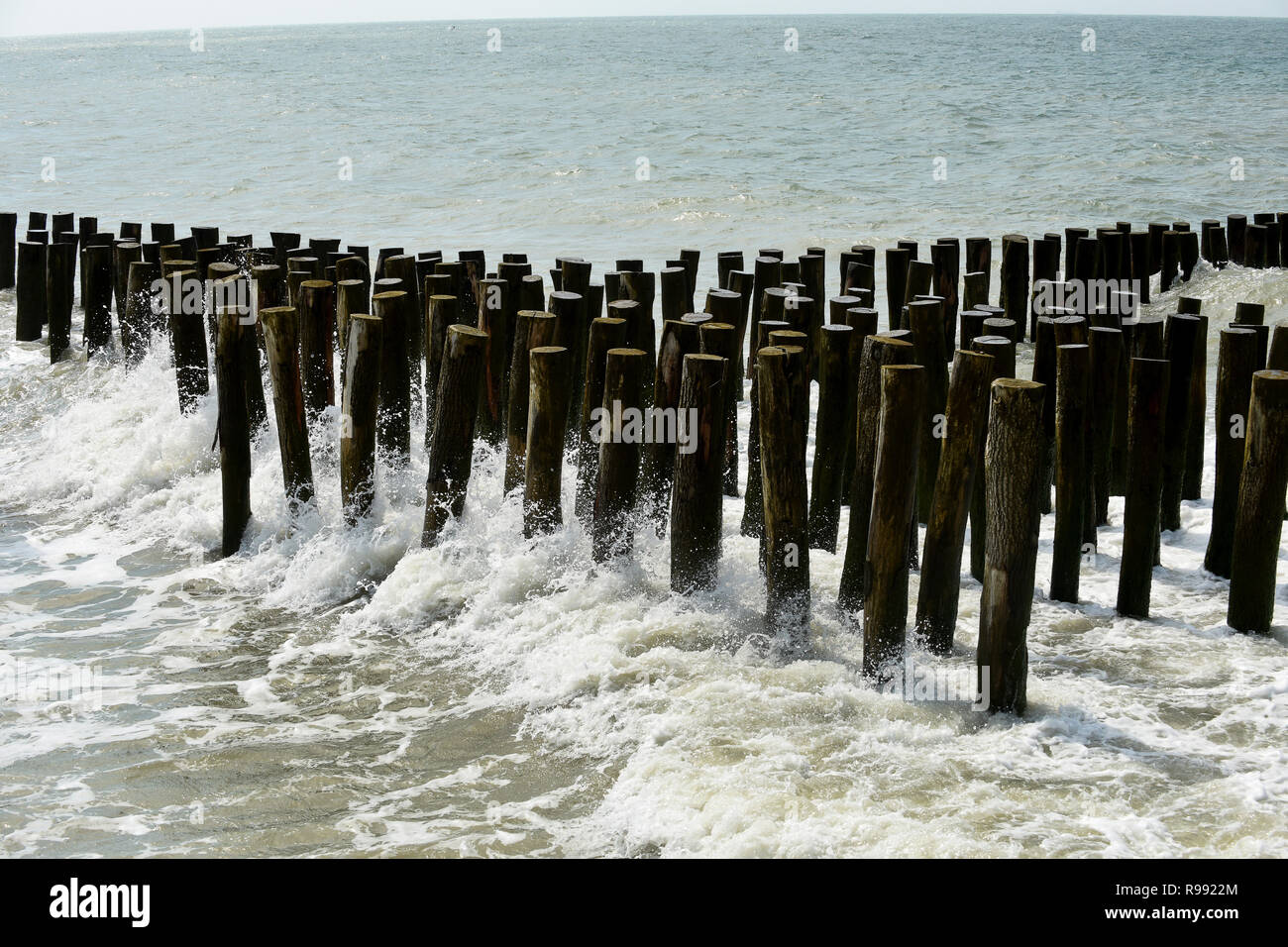 Sea defences on the beach at Wissant in northern France Stock Photo - Alamy