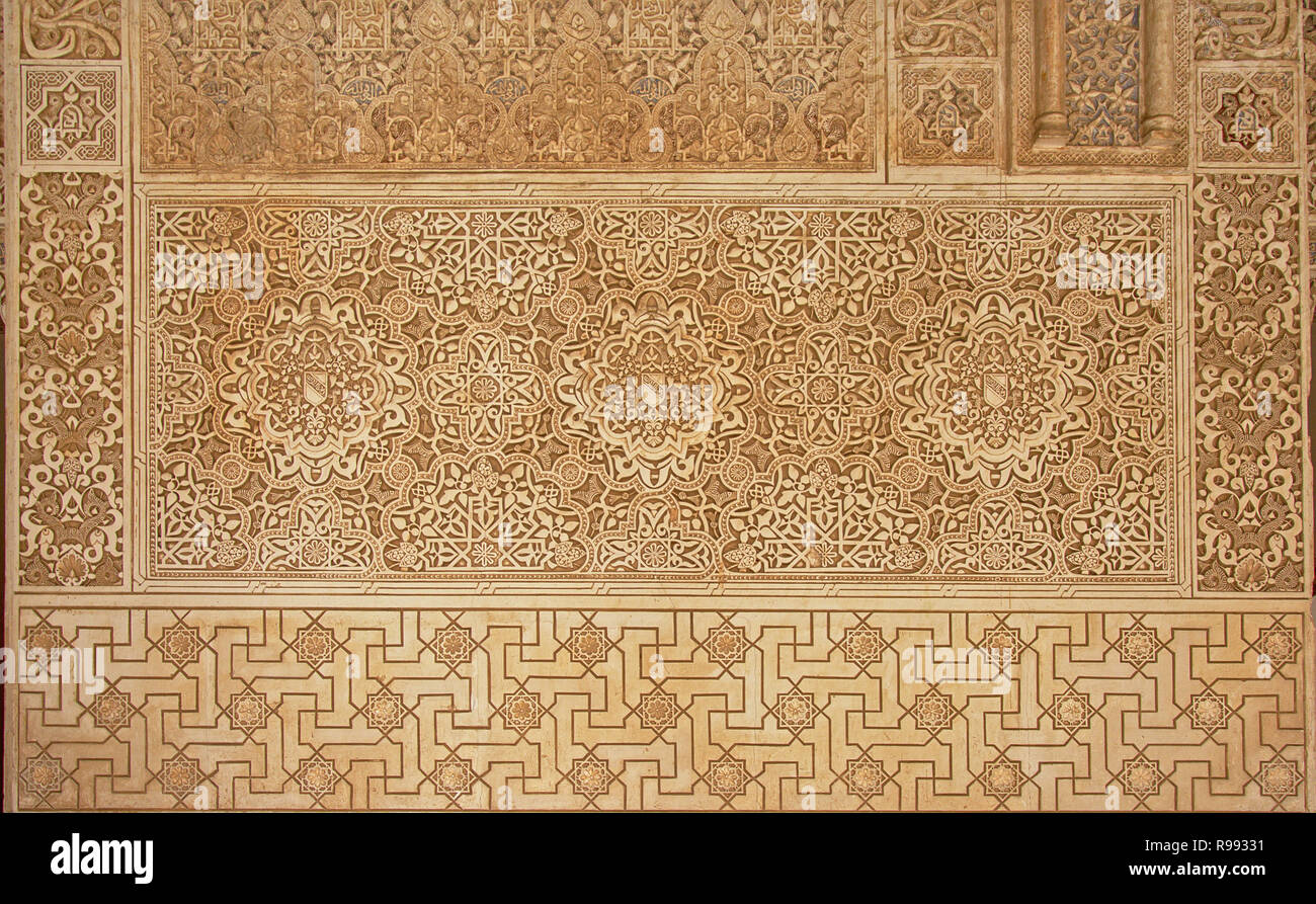 Moorish wall decoration, pattern with abstract flowers, geometric ...