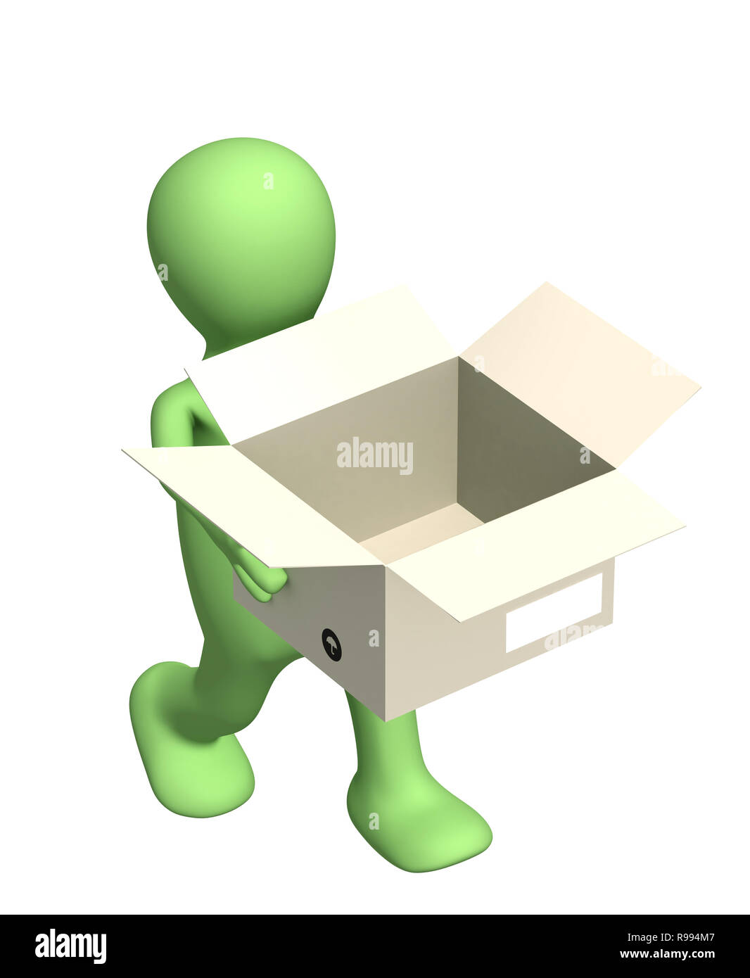 Puppet with empty opened box. Isolated over white Stock Photo - Alamy