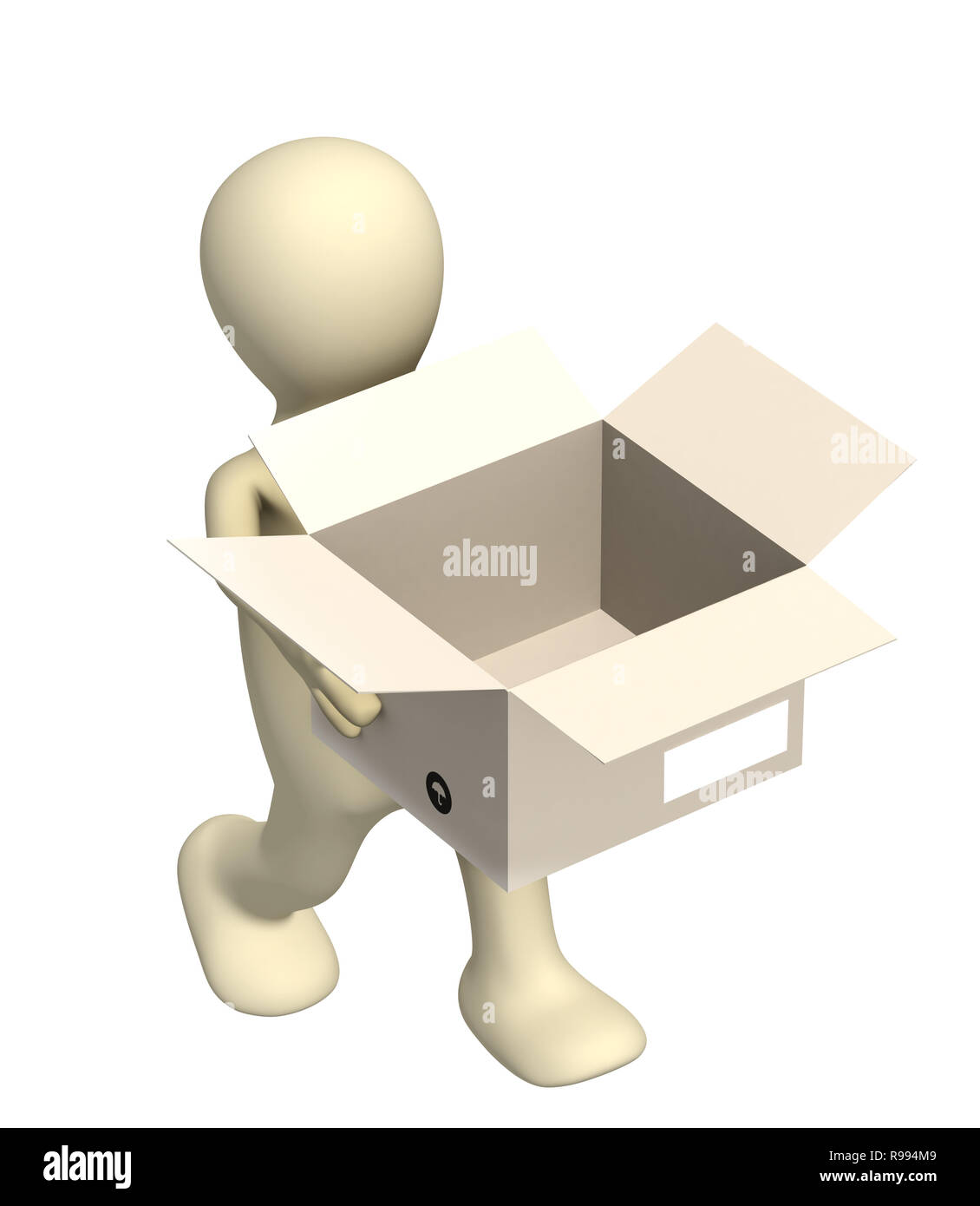 Puppet with empty opened box. Isolated over white Stock Photo - Alamy