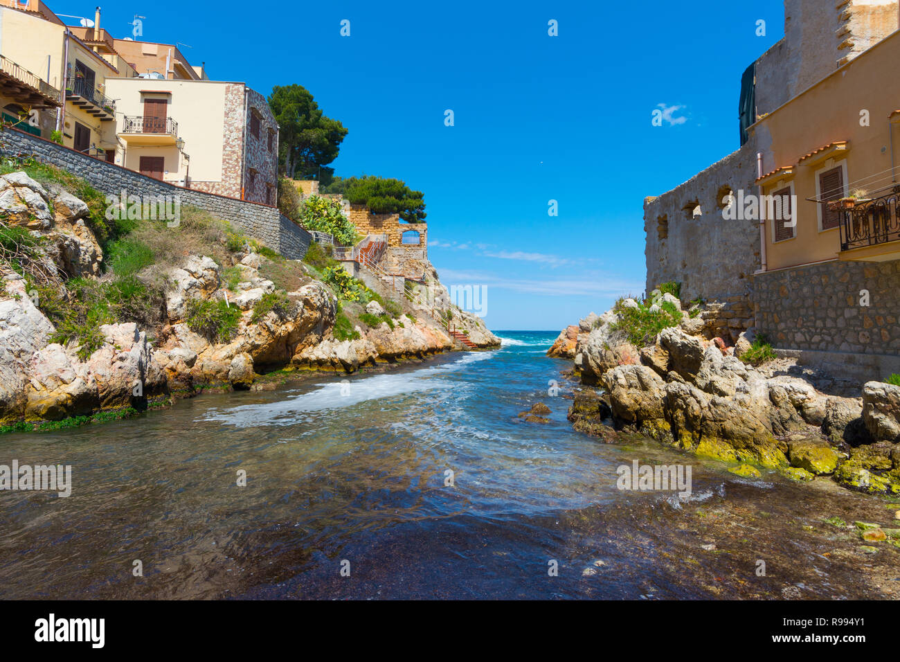Sant'Elia, in the city of Santa Flavia, Sicily. Ancient maritime ...