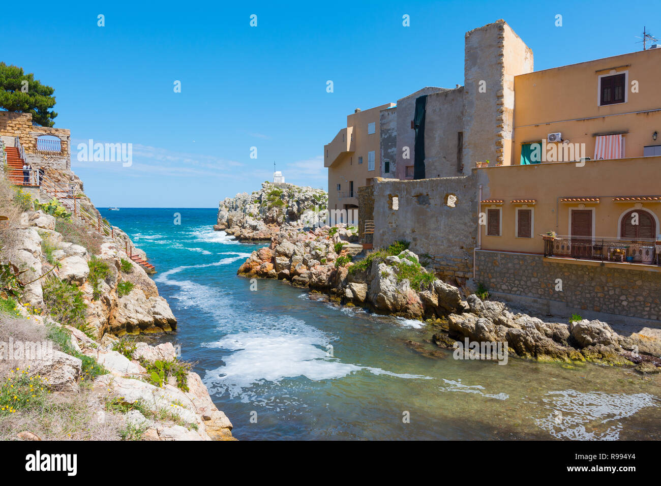Sant'Elia, in the city of Santa Flavia, Sicily. Ancient maritime ...