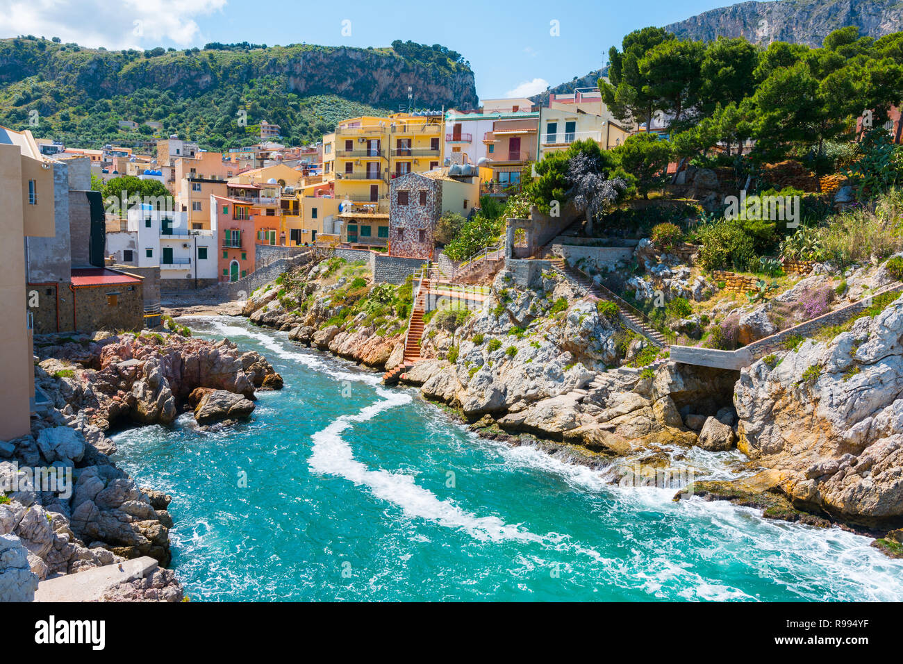 Sant'Elia, in the city of Santa Flavia, Sicily. Ancient maritime ...