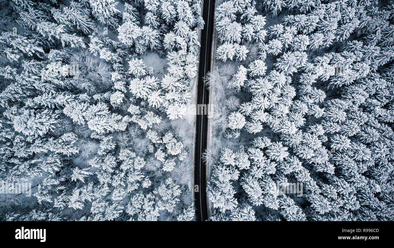 Aerial photo snowy winding hi-res stock photography and images - Alamy