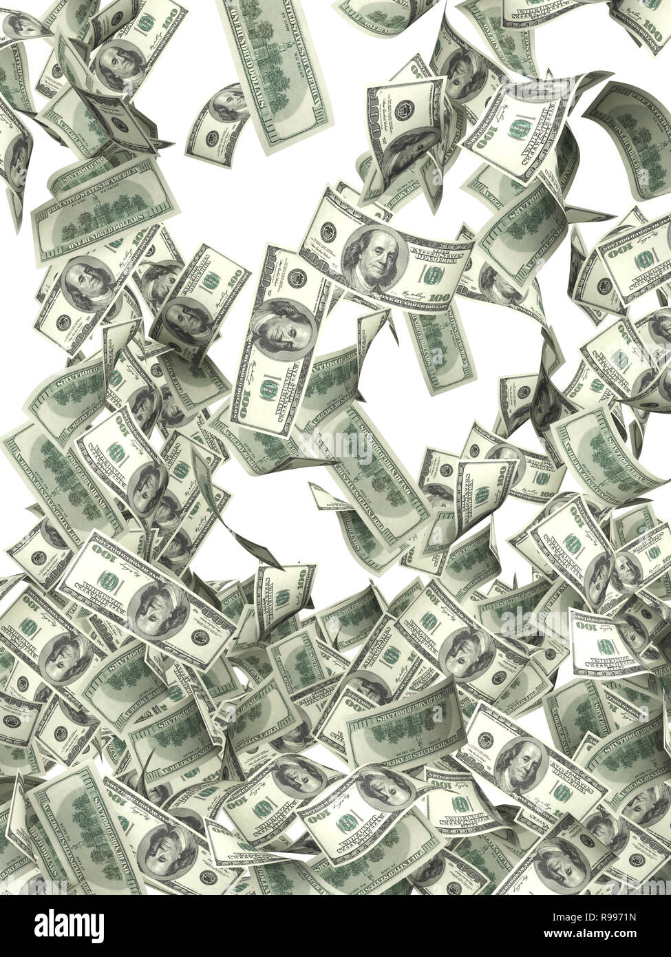 Flying dollar banknotes. Isolated over white Stock Photo - Alamy