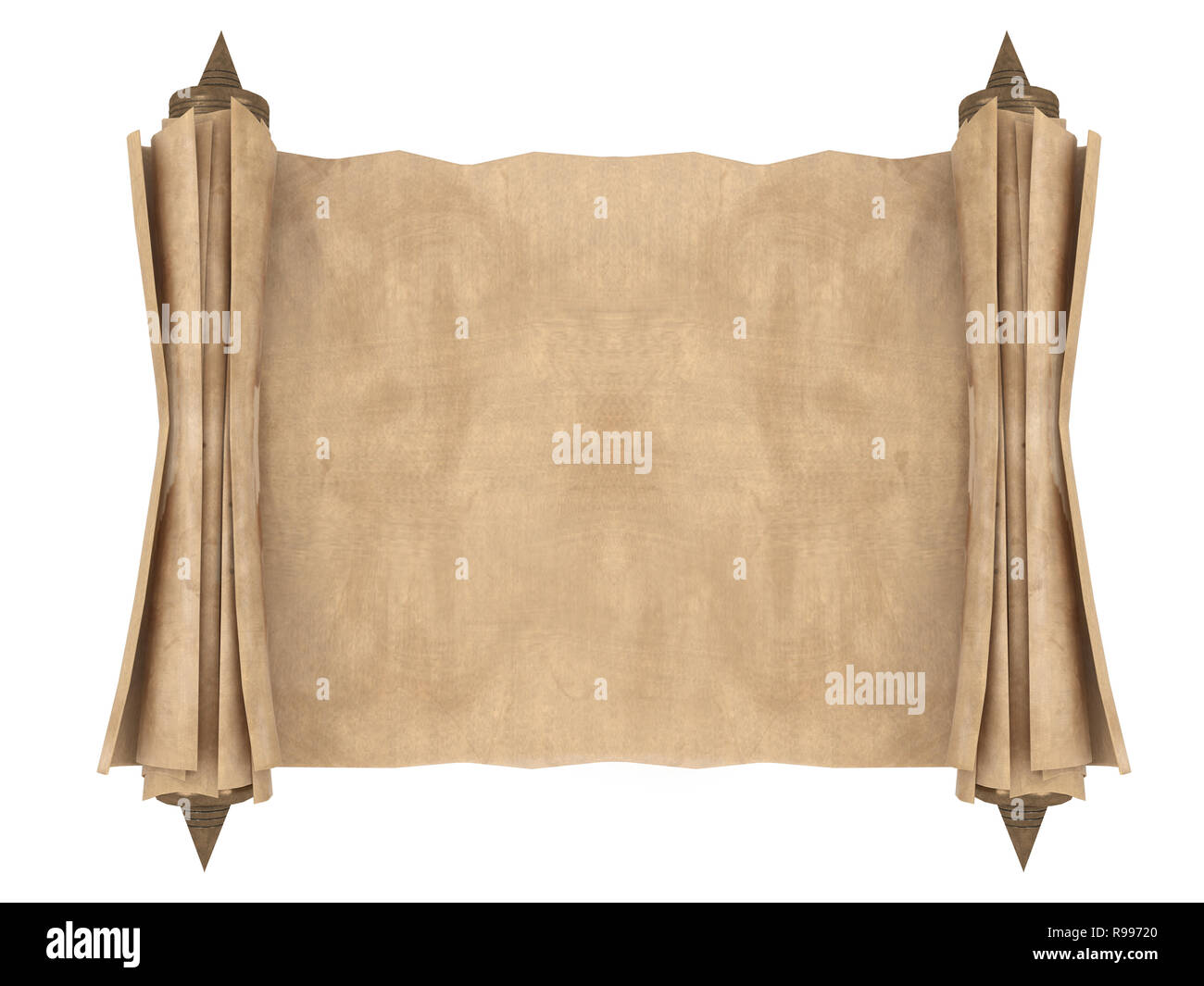 rolled old paper scroll isolated on a white background. 3d illustration ...