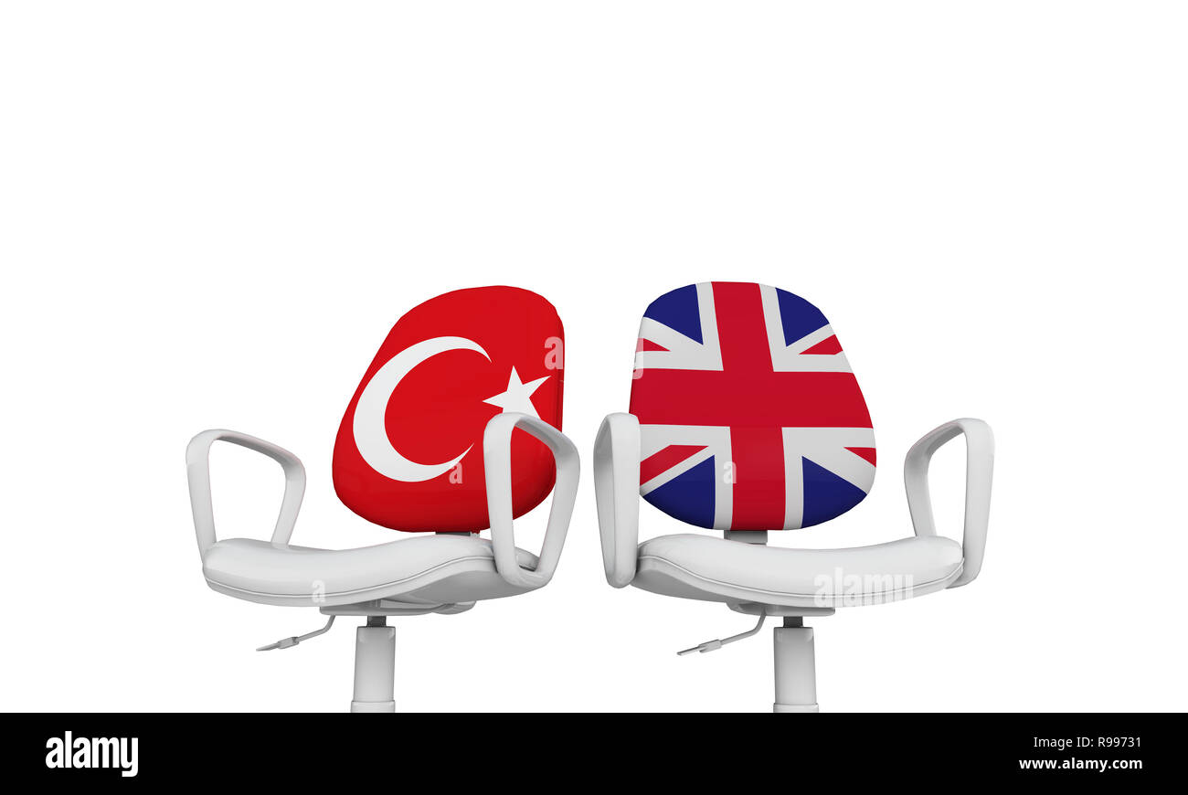 Turkey and Great Britain business chairs. Internationl relationship ...