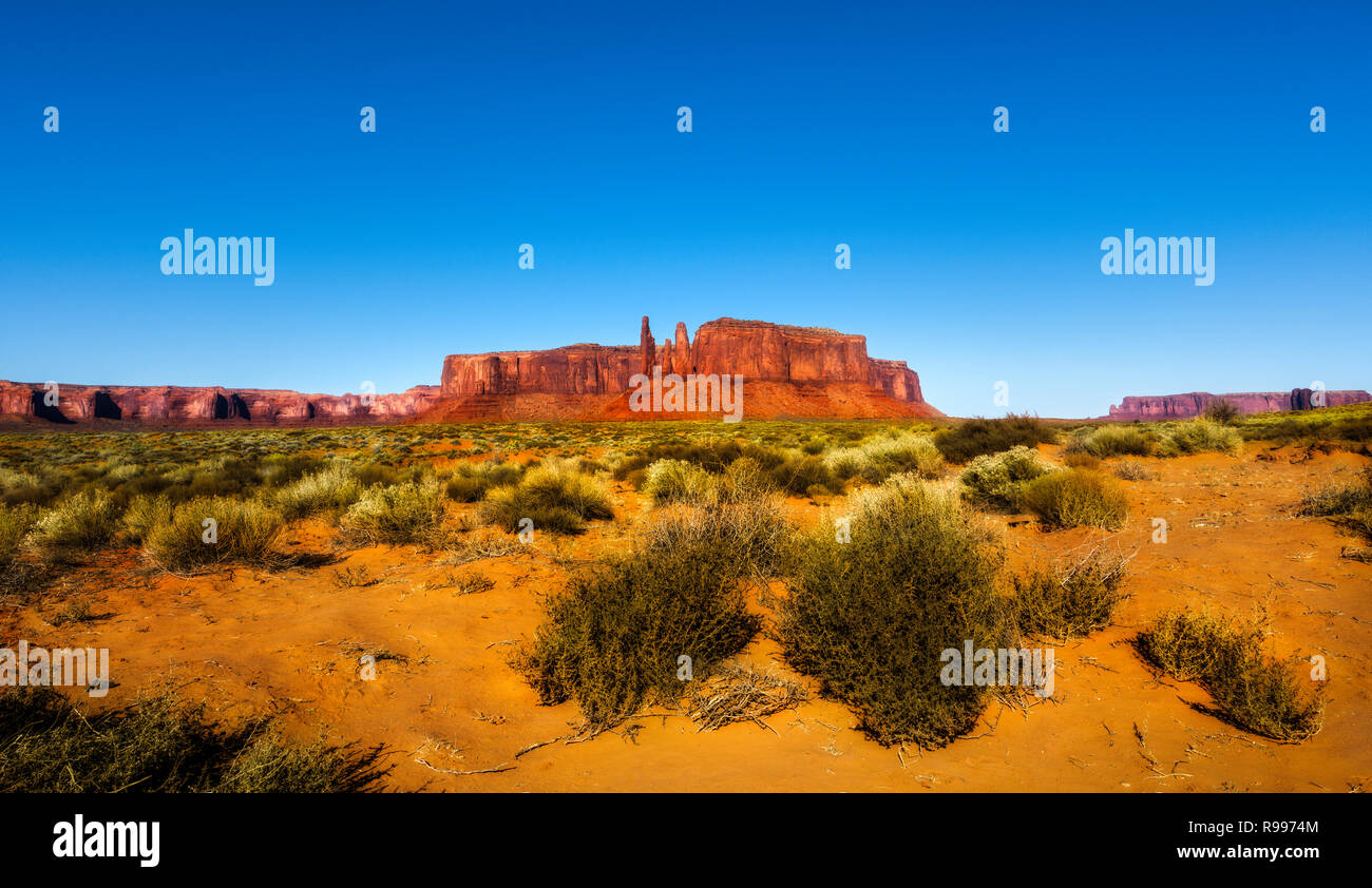 Three Sisters, Monument Valley, Arizona USA Stock Photo - Alamy