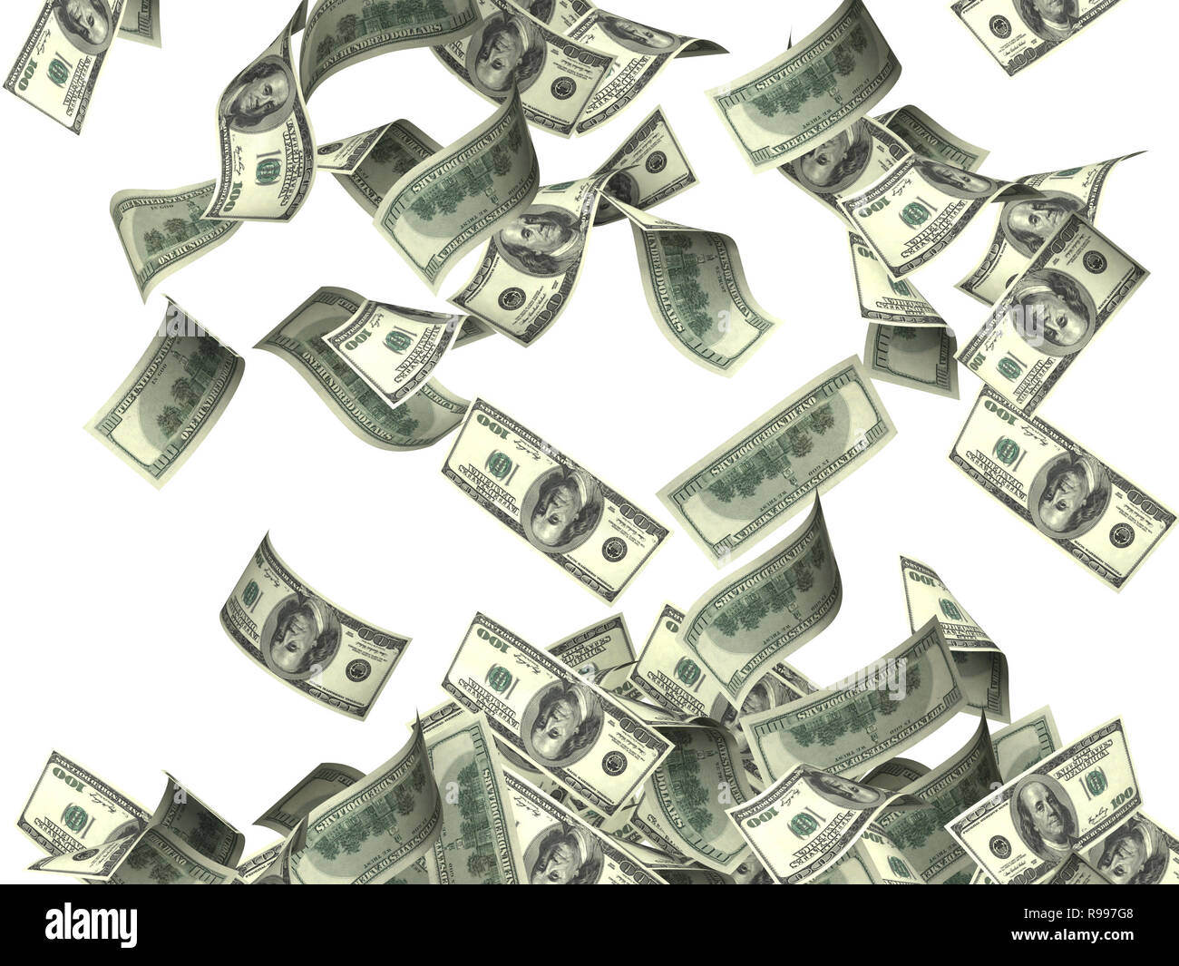 Flying dollar banknotes. Isolated over white Stock Photo - Alamy