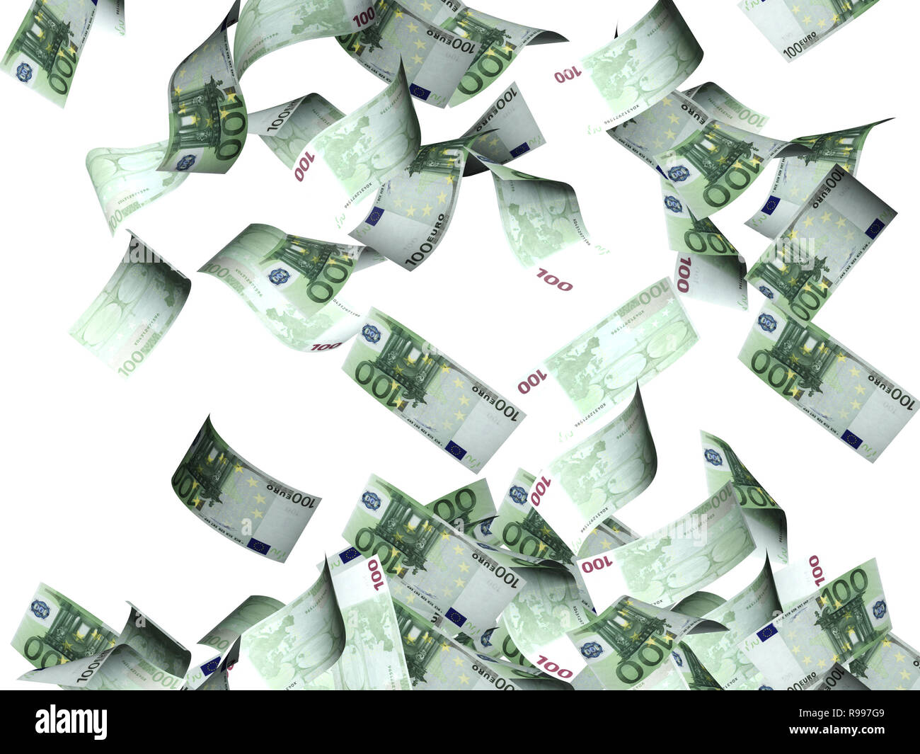 Flying euro banknotes. Isolated over white Stock Photo - Alamy