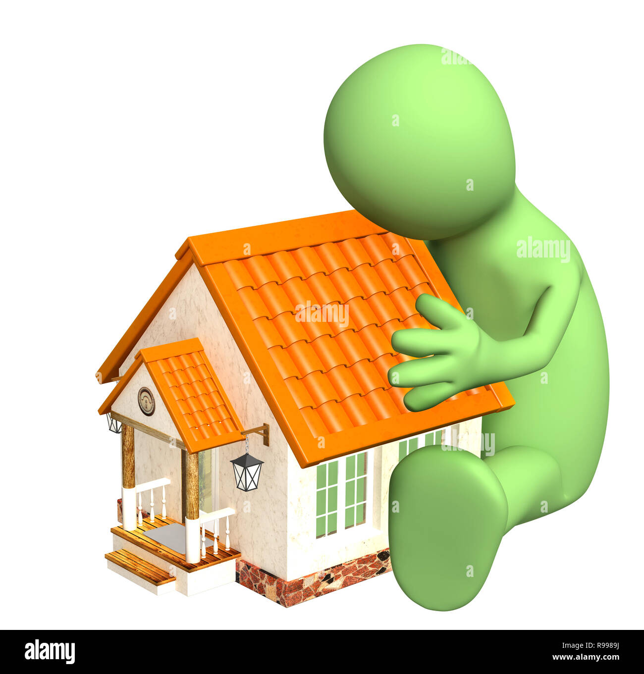 Puppet, embracing home. Isolated over white Stock Photo - Alamy