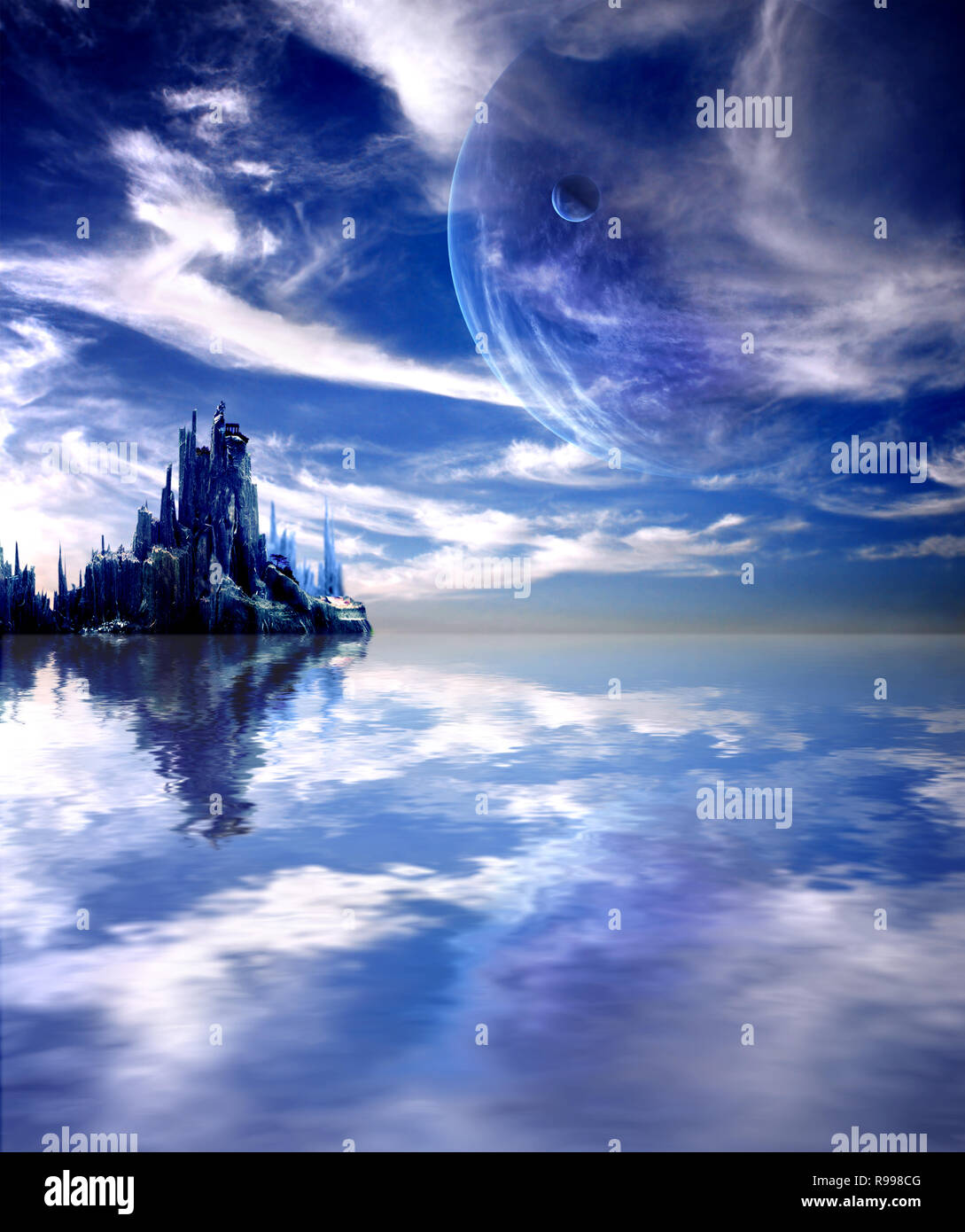 Collage - landscape in fantasy planet Stock Photo - Alamy