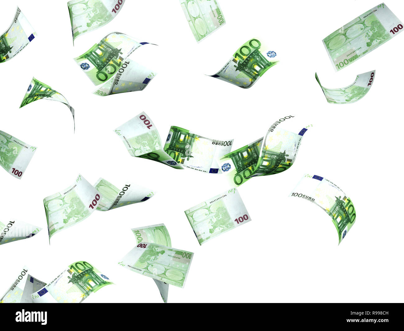 Flying euro banknotes. Isolated over white Stock Photo - Alamy