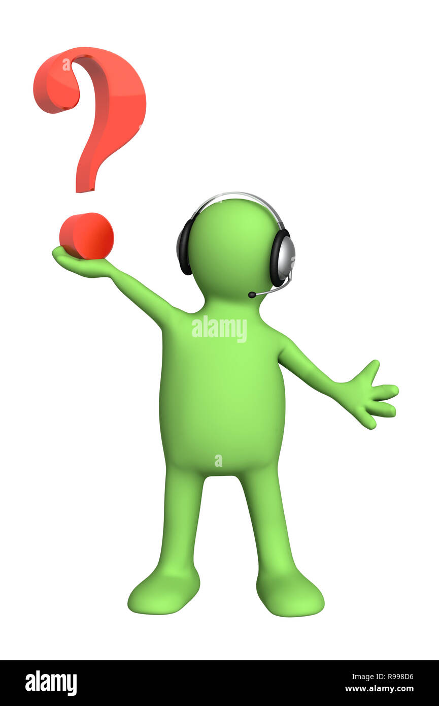 Conceptual image - a support service. Puppet with question mark Stock ...