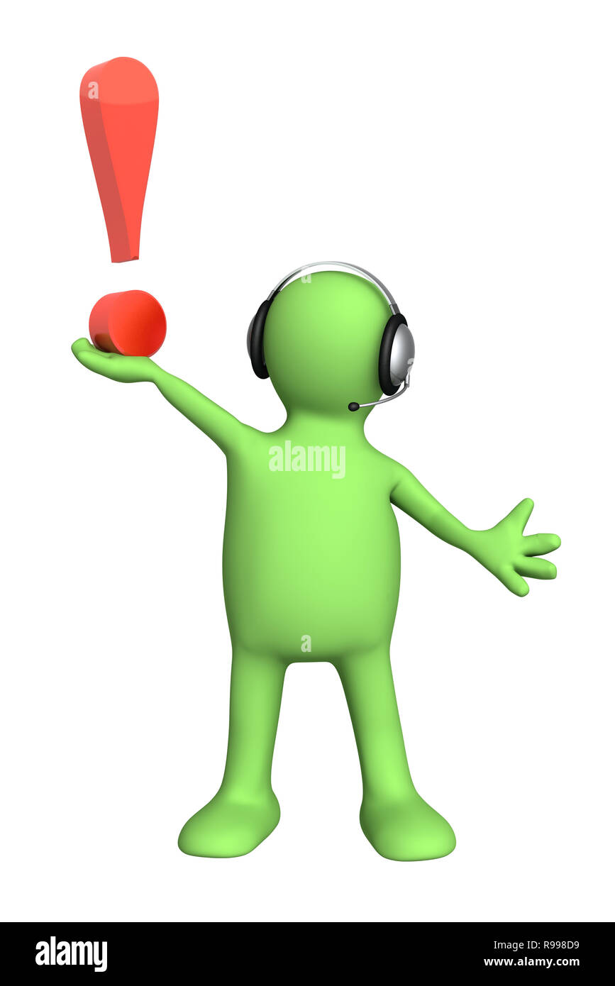 Conceptual image - a support service. Puppet with question mark Stock ...