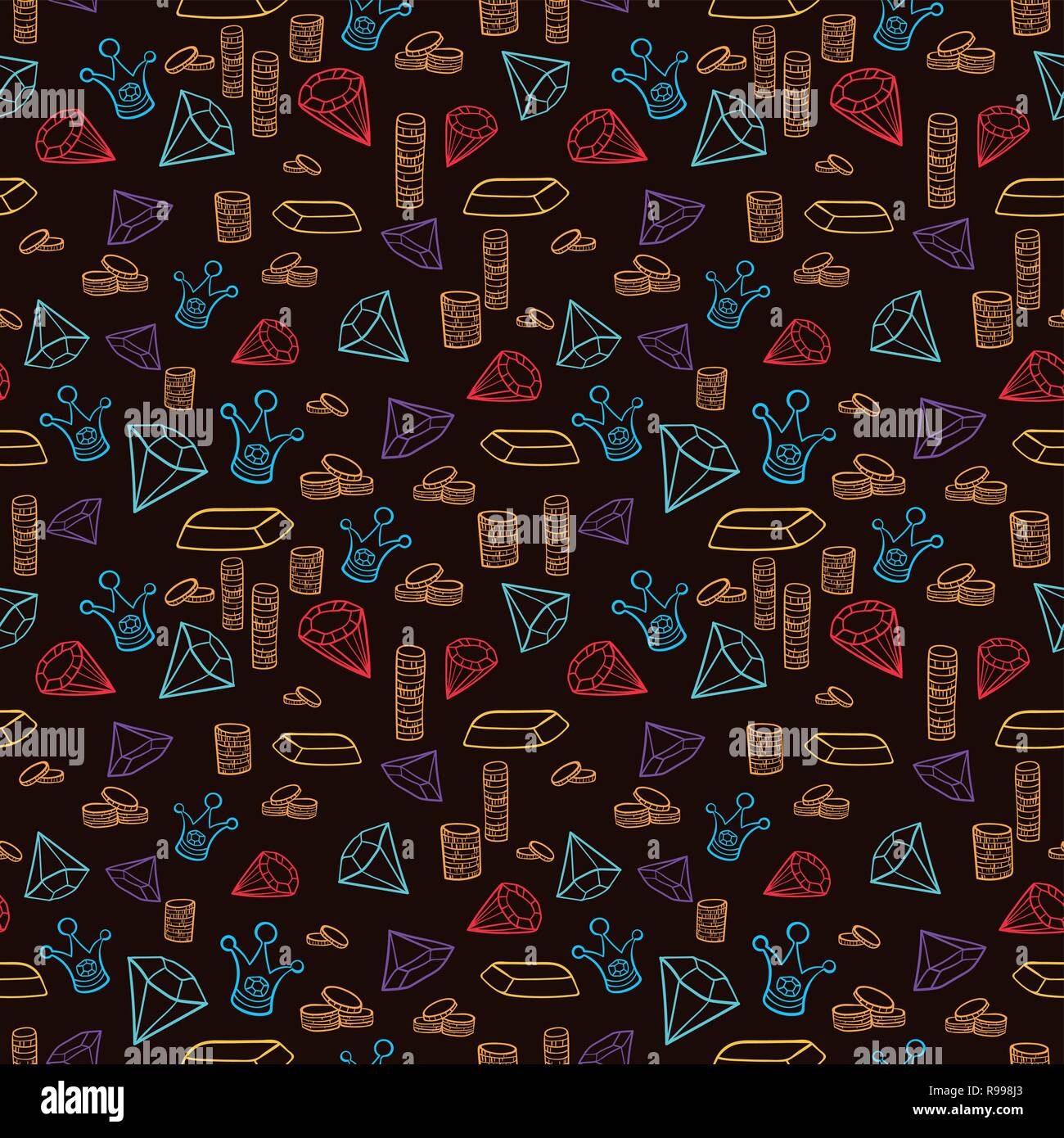 Seamless pirate background with money and crystals Stock Vector Image ...