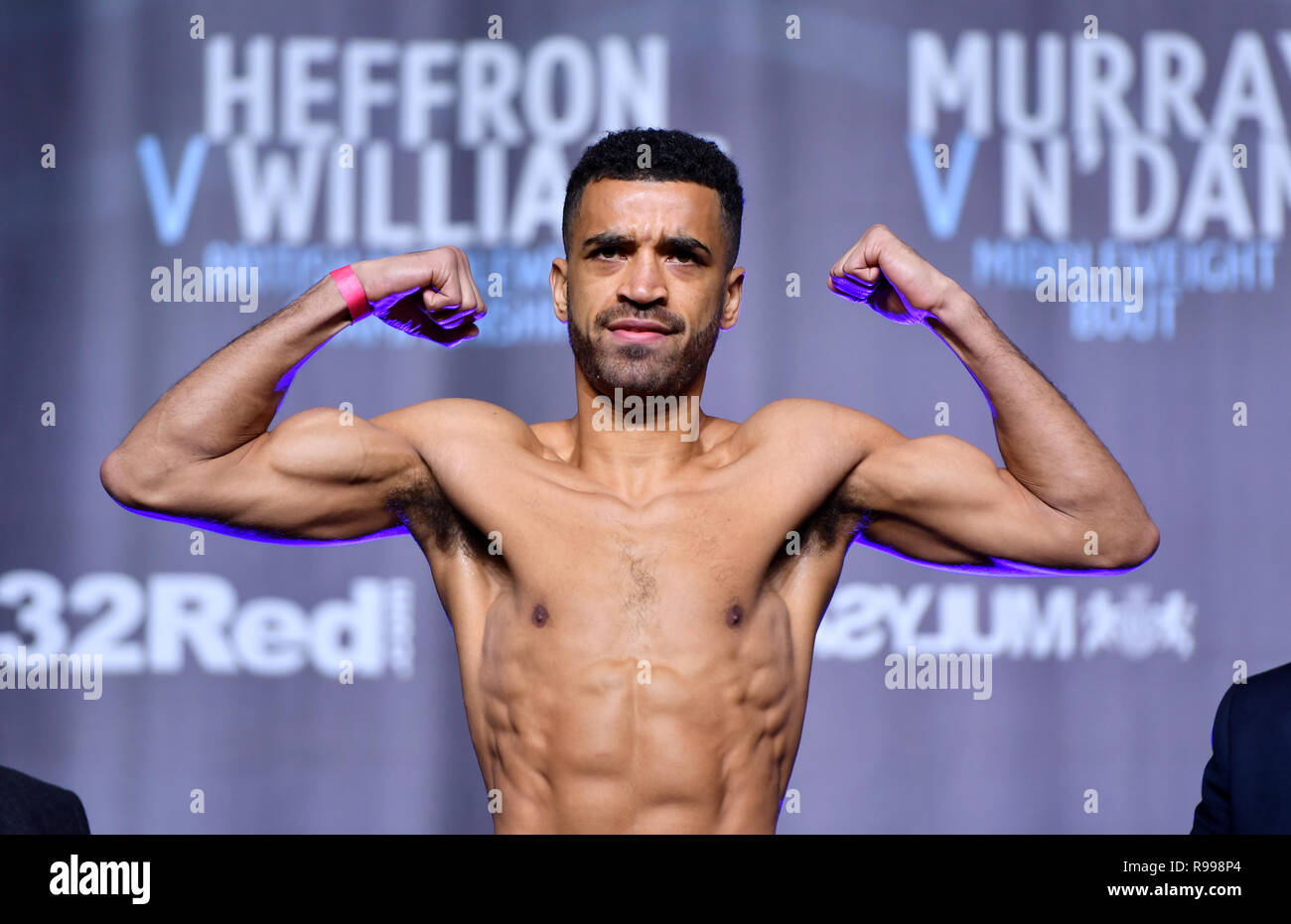 Sam Maxwell during the weigh in at Manchester Central Stock Photo - Alamy