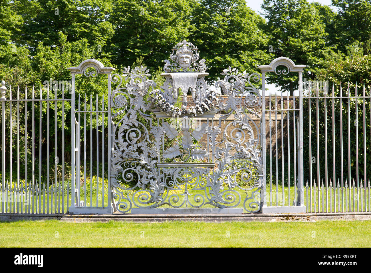 LONDON, UK - May 11, 2018. Gate detail at Hampton Court Palace which ...