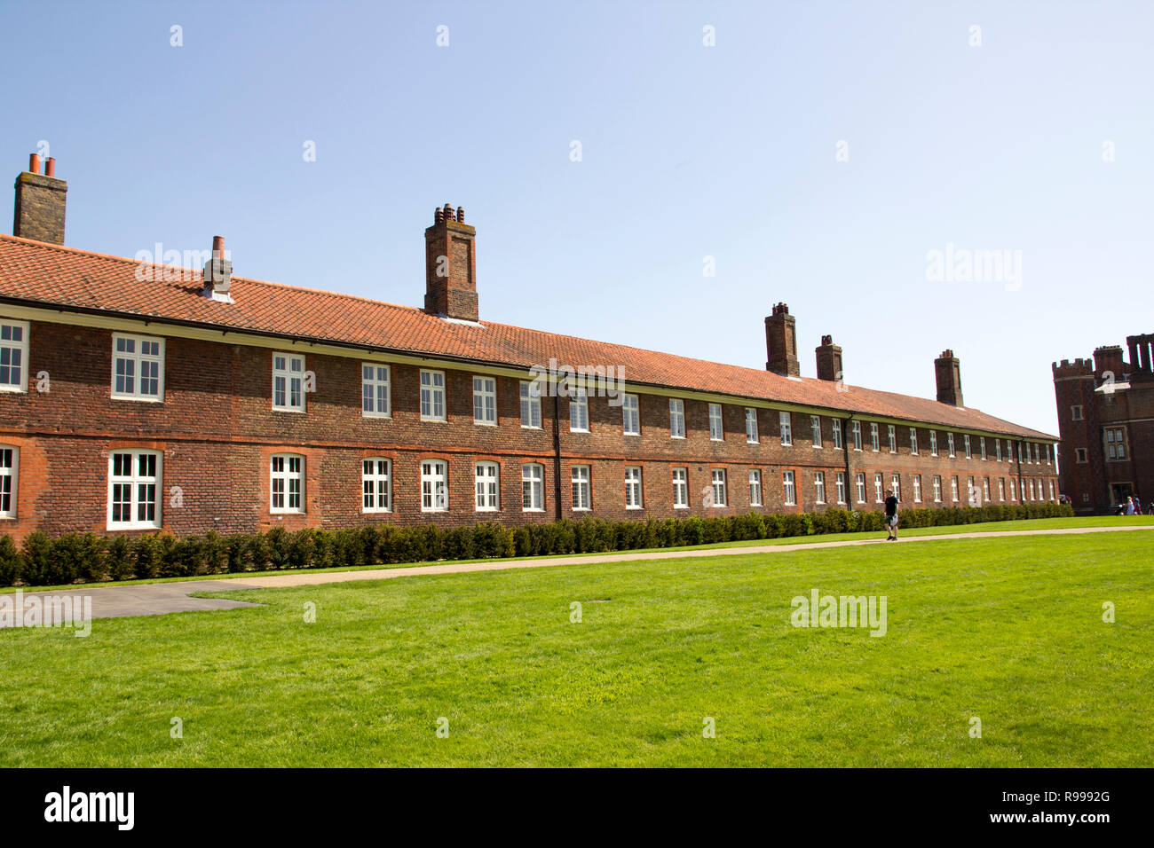 LONDON, UK - May 11, 2018. Buildings on approach to Hampton Court ...