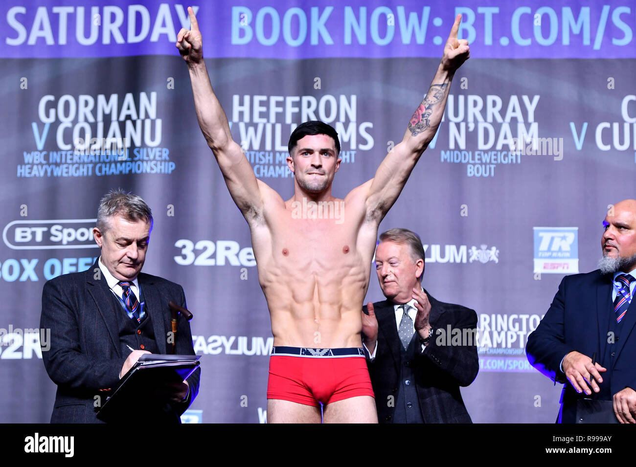 Mark Heffron during the weigh in at Manchester Central Stock Photo - Alamy