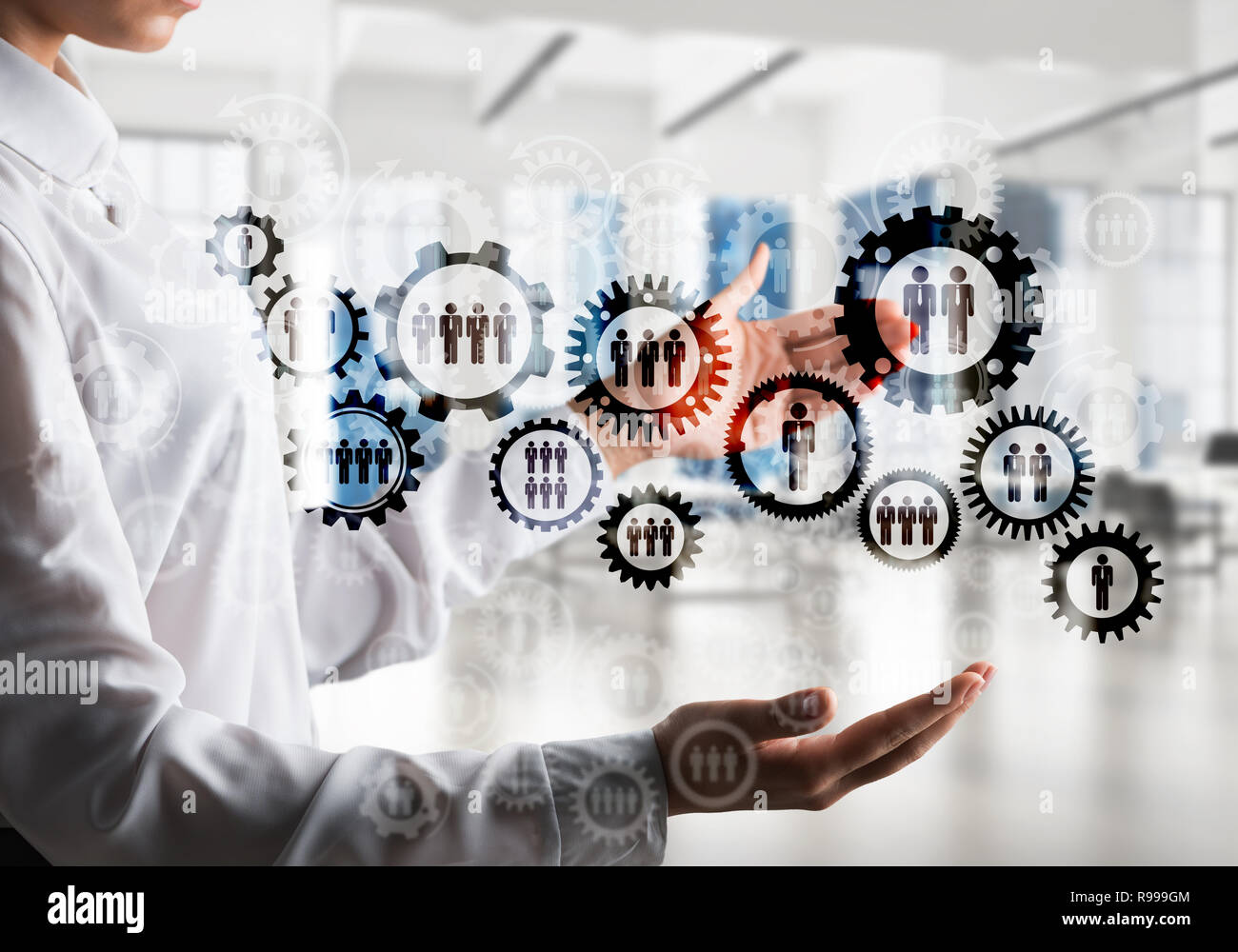 Cogwheels and gears mechanism as social communication concept Stock ...