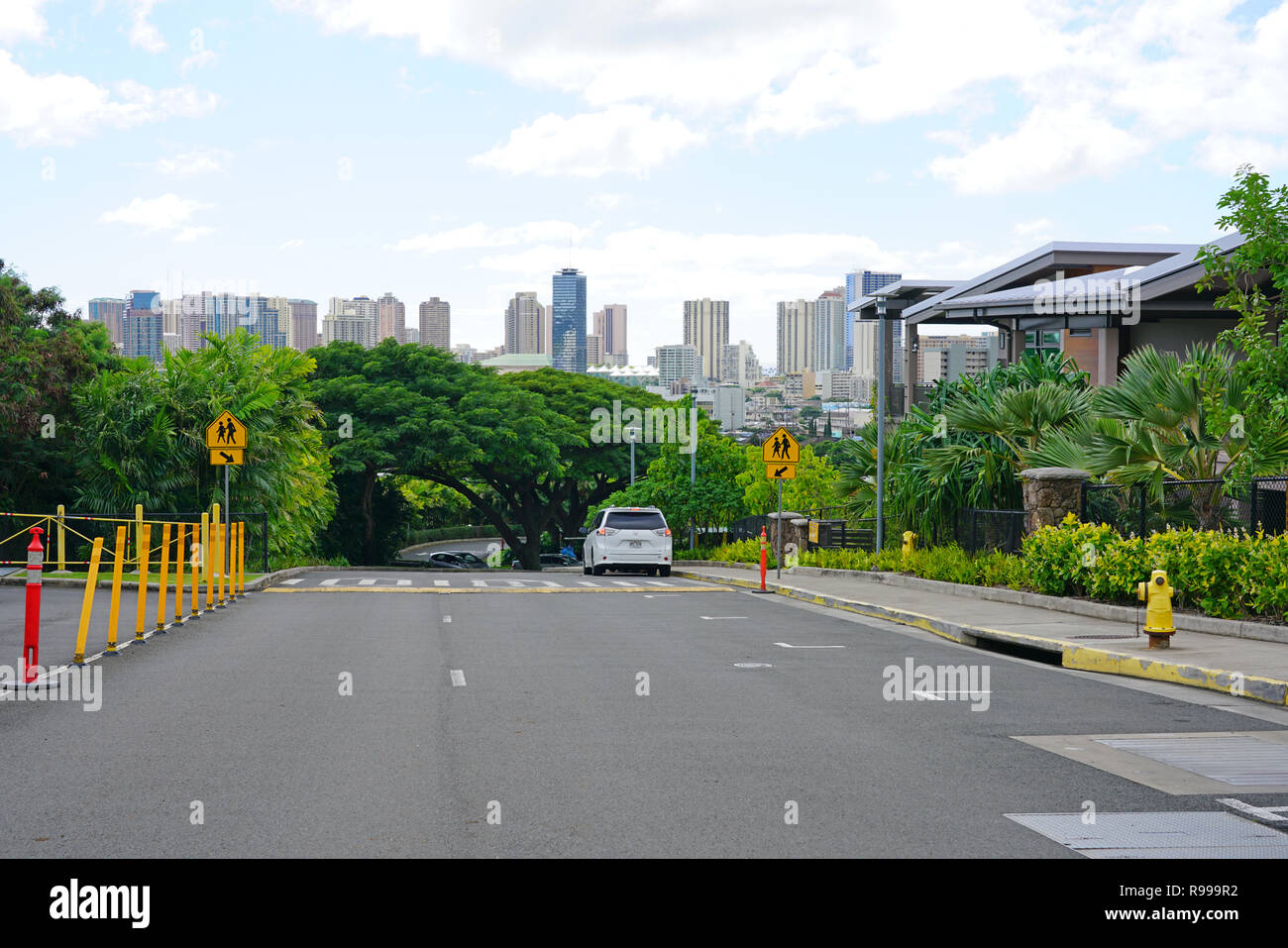 View of the campus of the famous Punahou School, a private K-12 school ...