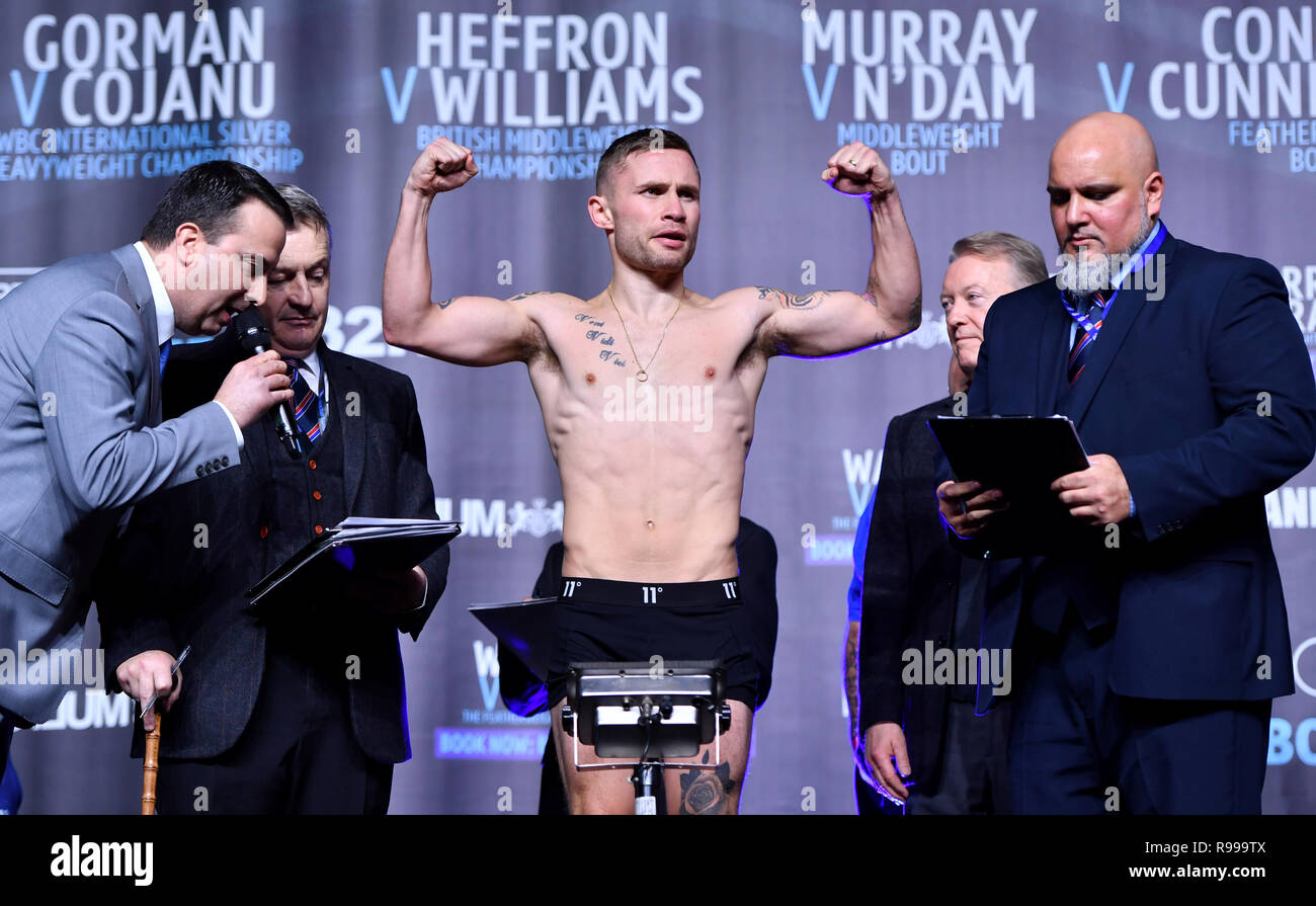 Carl Frampton during the weigh in at Manchester Central Stock Photo - Alamy