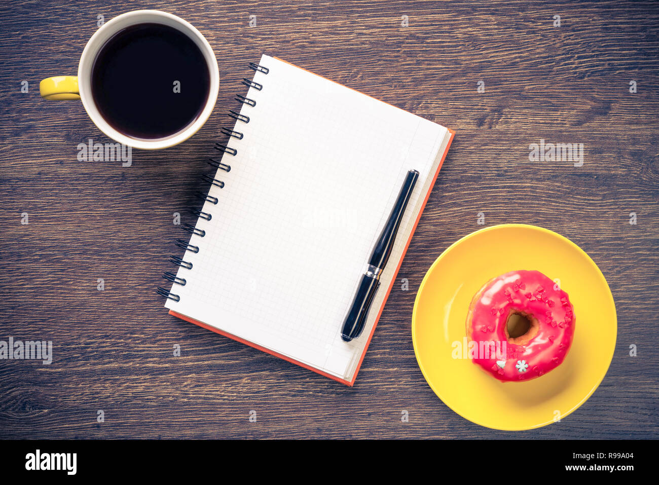 Coffee break with snack Stock Photo - Alamy