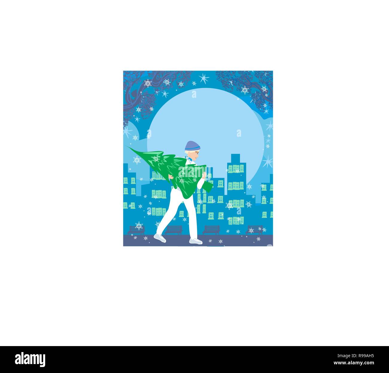 Man carrying Christmas tree Stock Vector Image & Art - Alamy