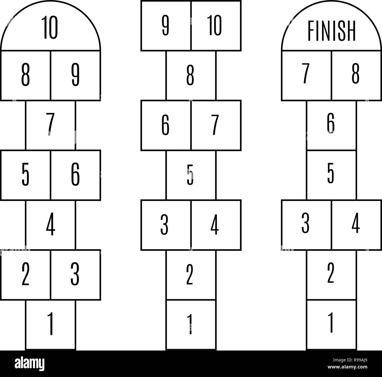 Set of child hopscotch game templates. Activity and leisure Stock ...