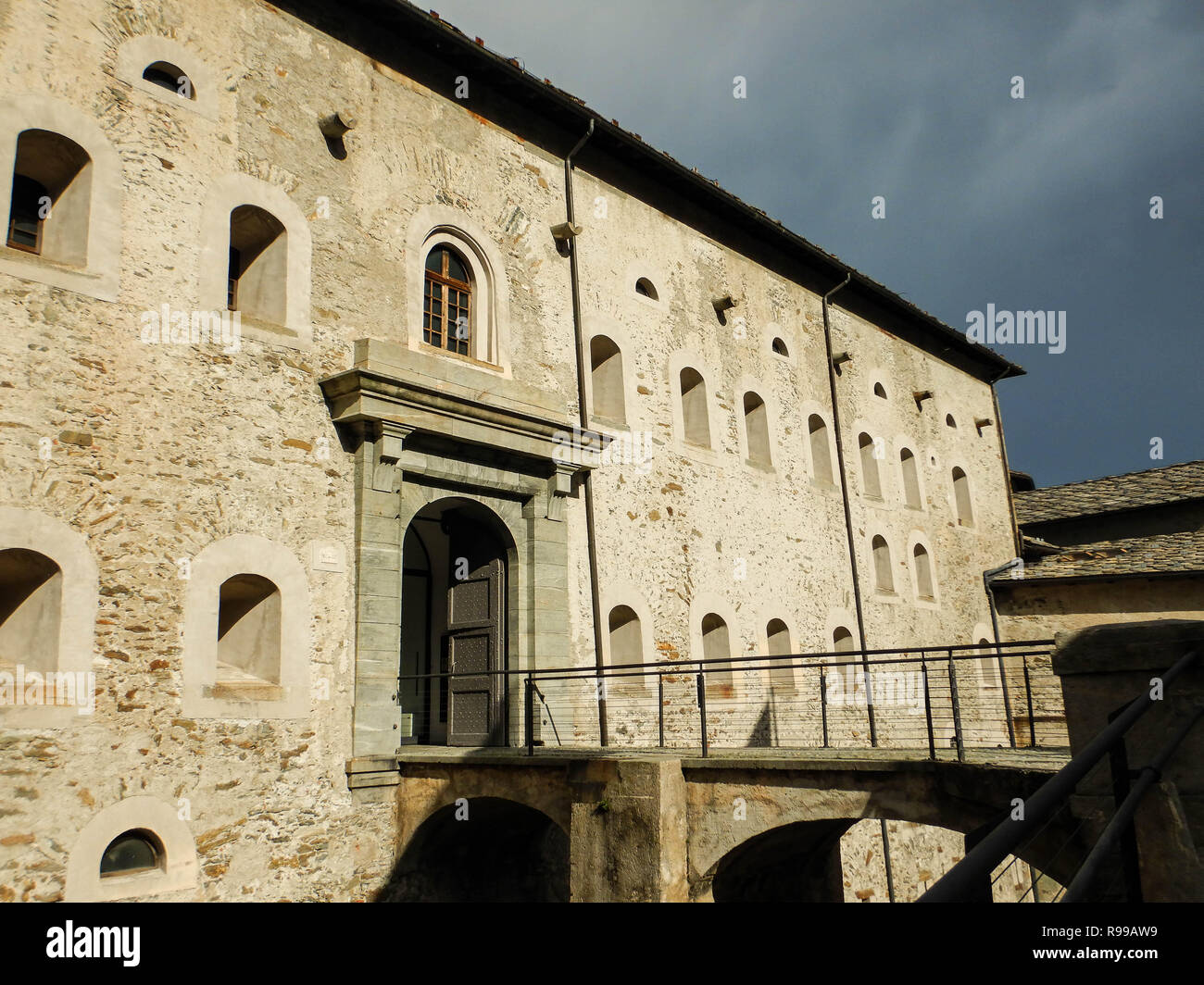 Building of the Bard Fort, Bard, Aosta Valley - Italy Stock Photo - Alamy