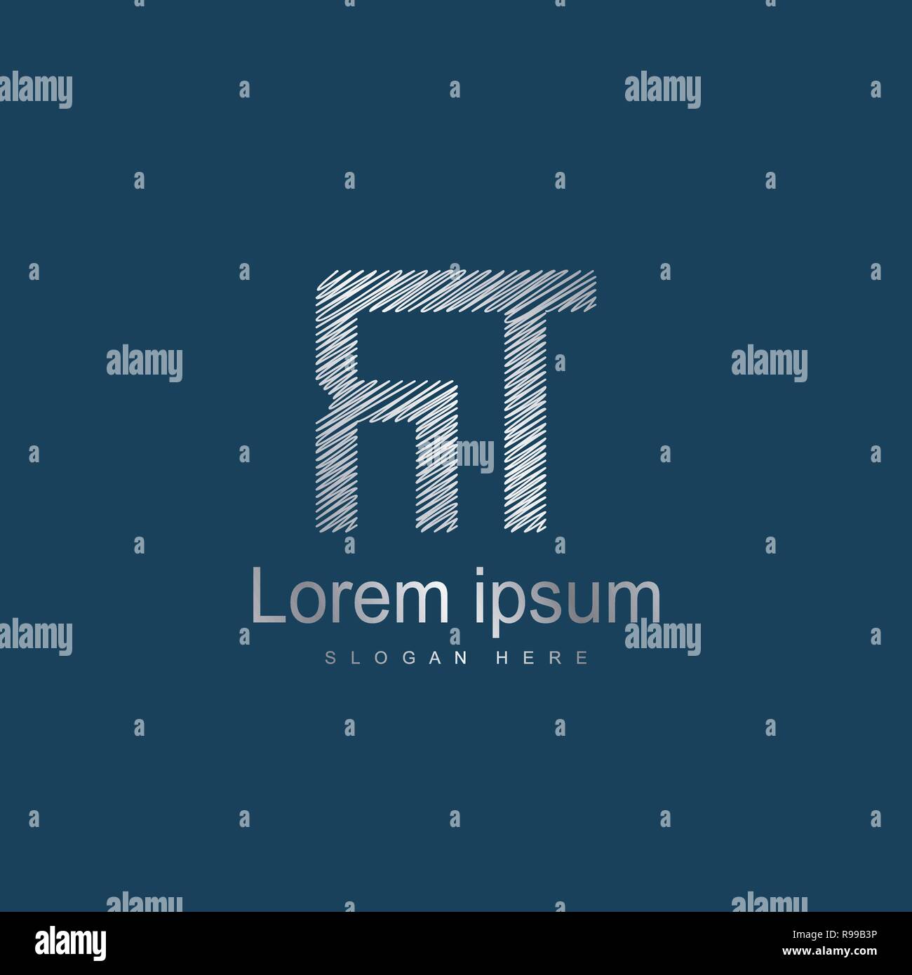 Initial Letter RT Logo Template Vector Design. Silver letter logo Stock ...