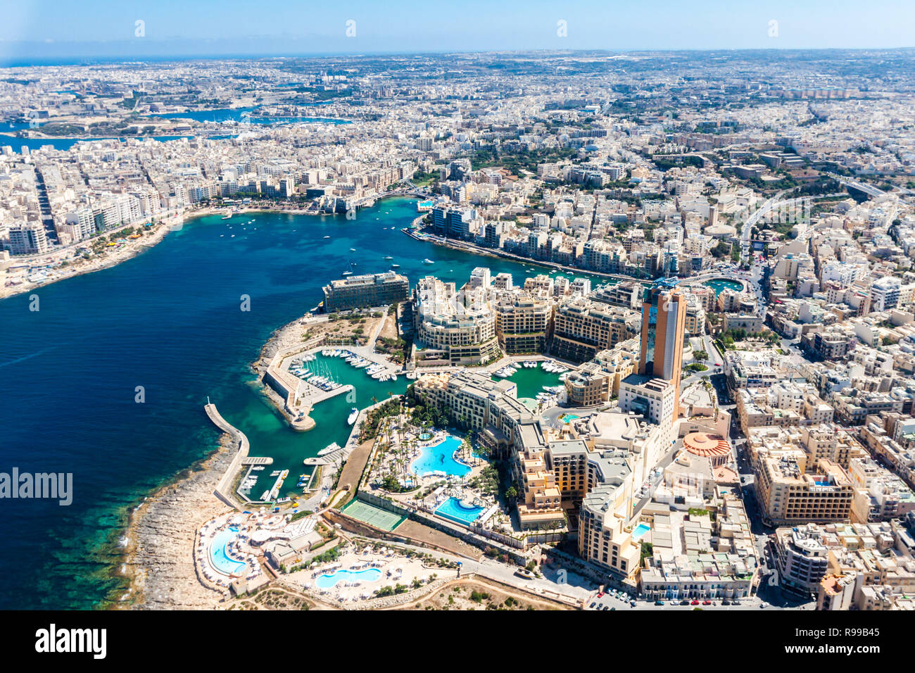 Malta aerial view. St. Julian's (San Giljan) and Tas-Sliema cities. St ...
