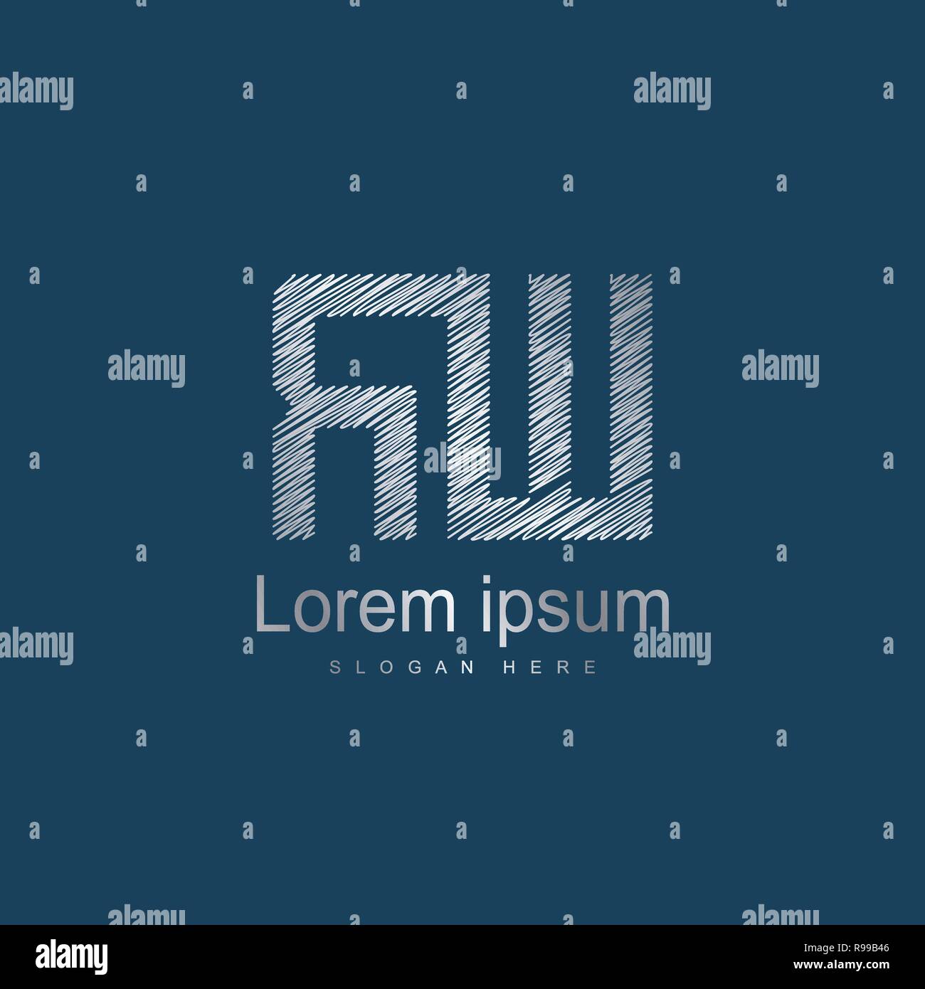 Initial Letter RW Logo Template Vector Design. Silver letter logo Stock ...