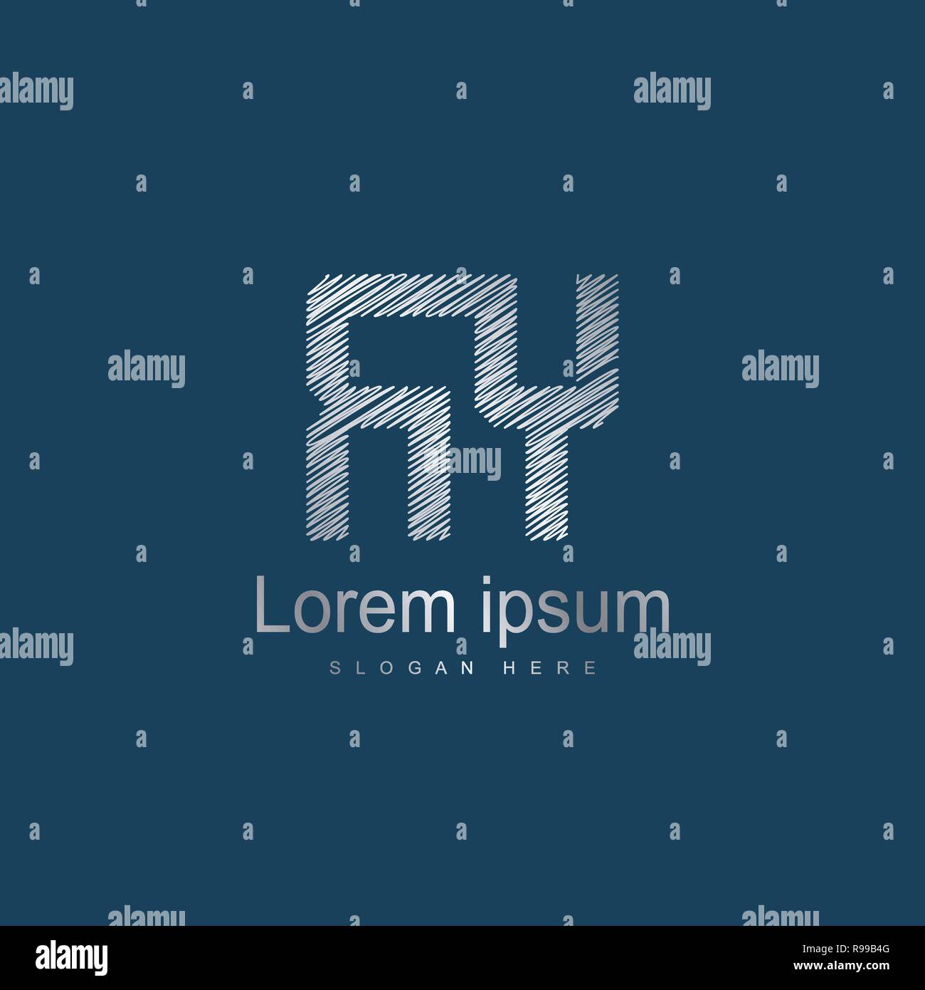 Initial Letter RY Logo Template Vector Design. Silver letter logo Stock ...