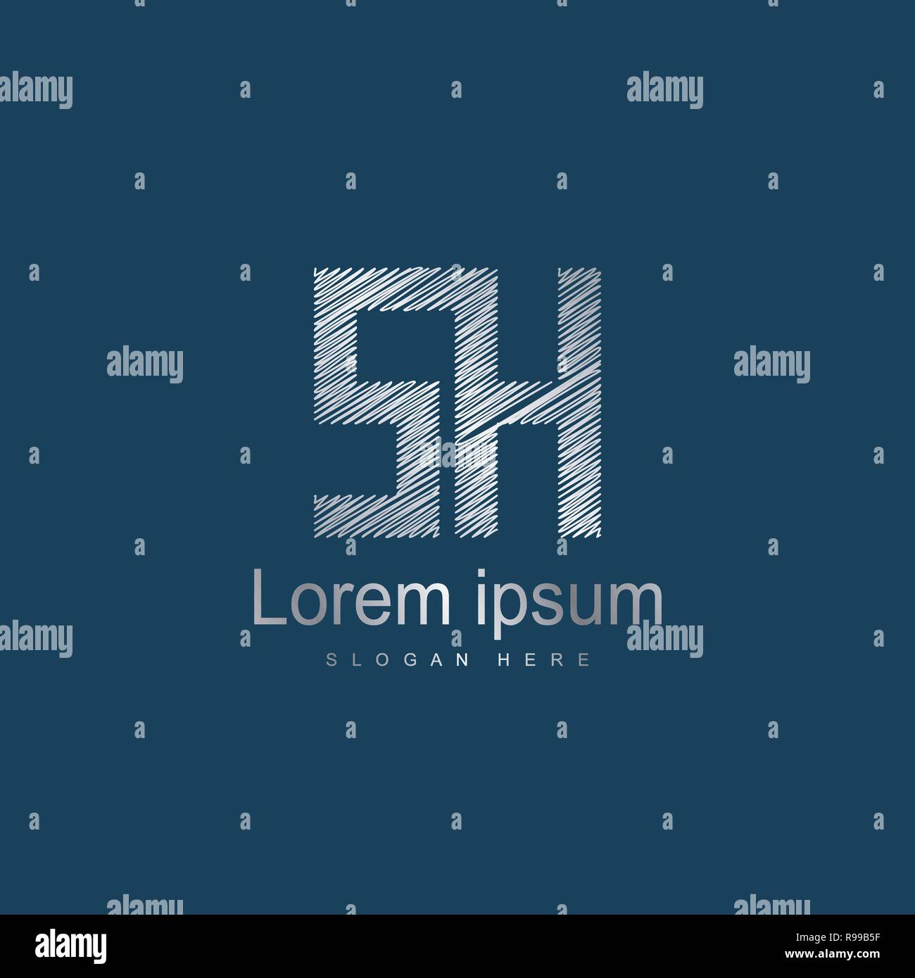 Initial Letter SH Logo Template Vector Design. Silver letter logo Stock ...