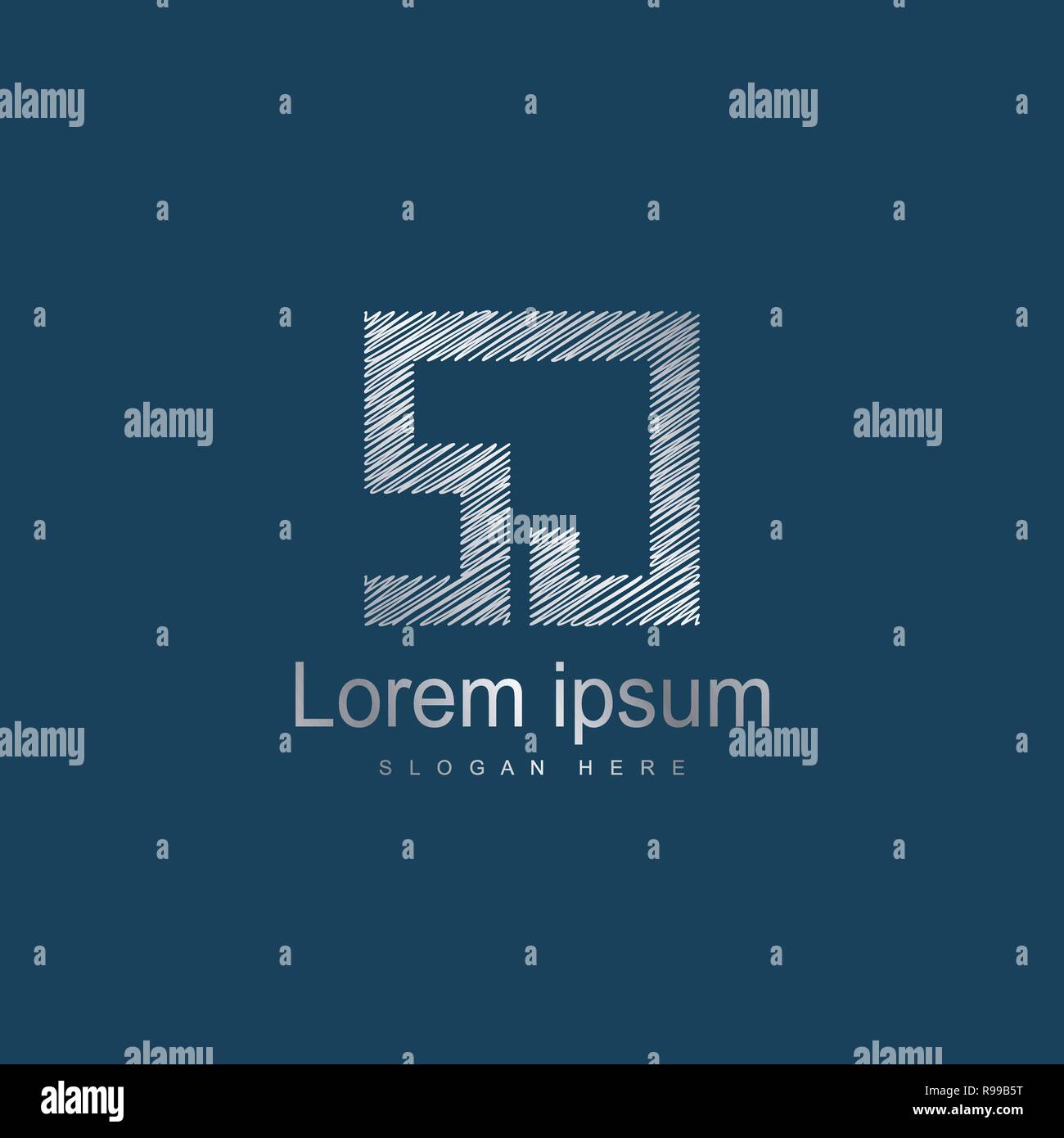 Initial Letter SJ Logo Template Vector Design. Silver letter logo Stock ...