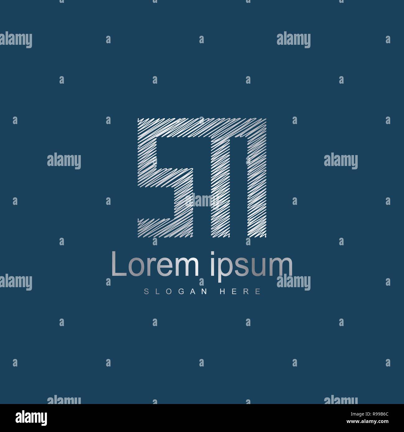 Initial Letter SM Logo Template Vector Design. Silver letter logo Stock ...