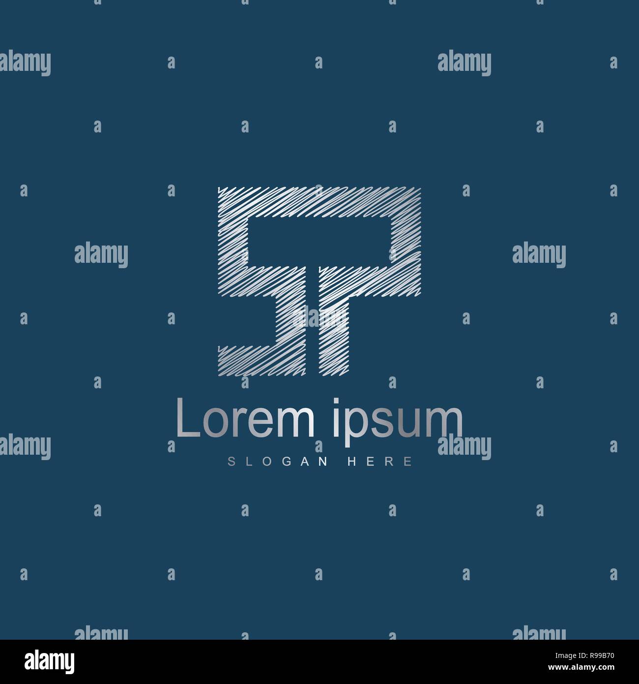 Initial Letter SP Logo Template Vector Design. Silver letter logo Stock ...