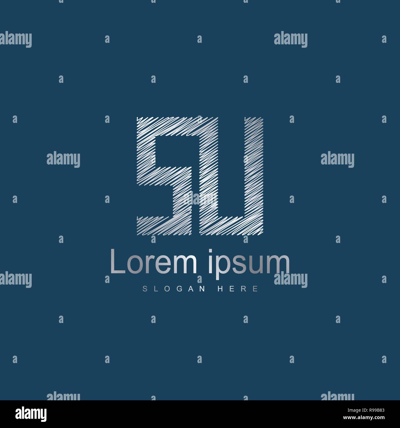 Initial Letter SU Logo Template Vector Design. Silver letter logo Stock ...