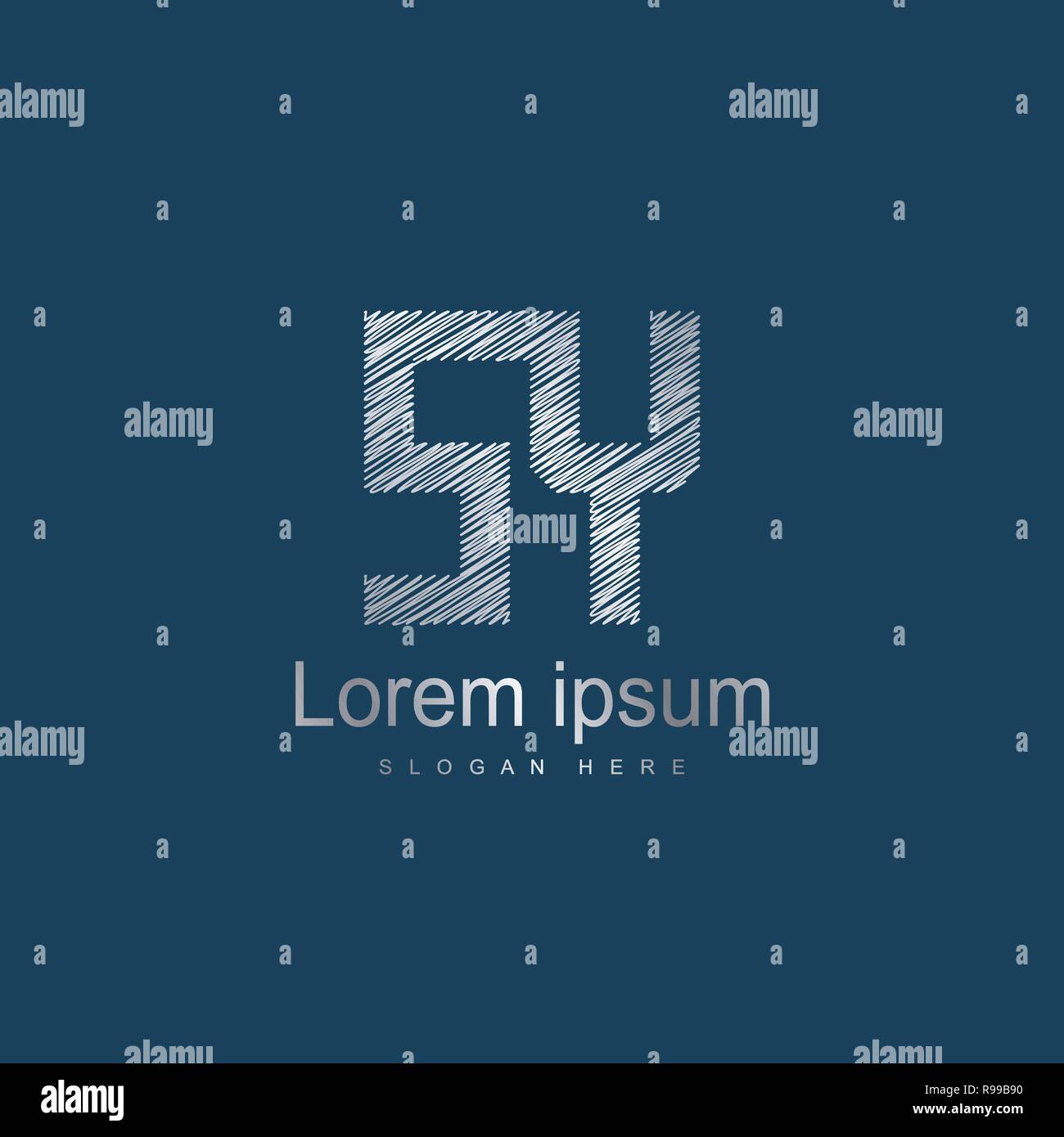 Initial Letter SY Logo Template Vector Design. Silver letter logo Stock ...