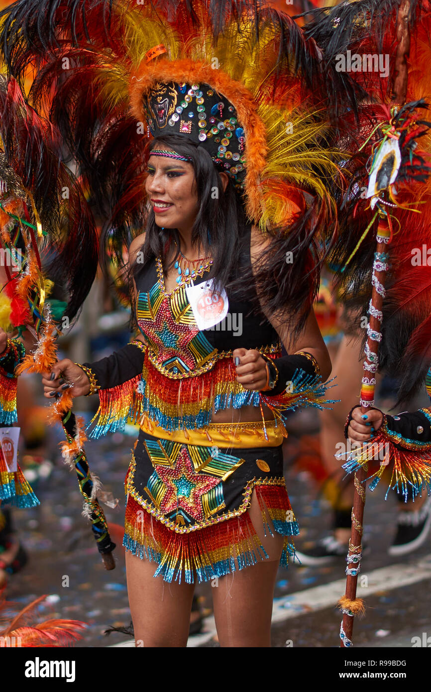 Tobas dancers in colourful costumes performing at the annual Oruro ...